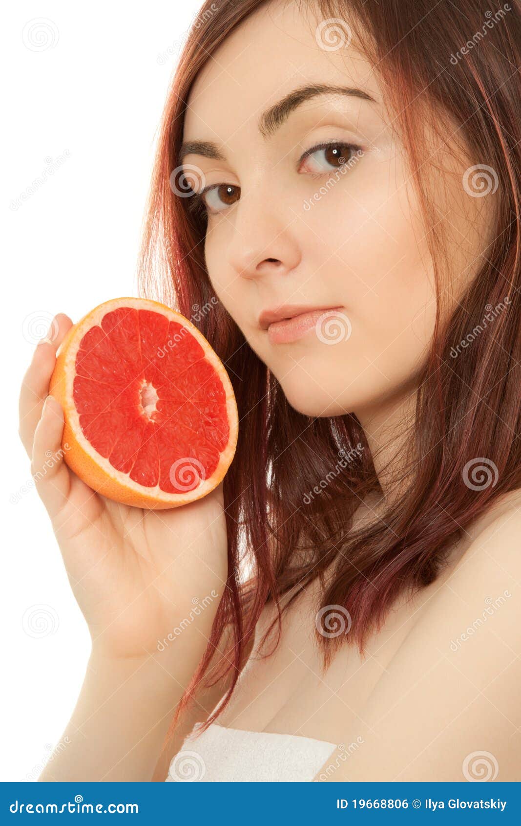 Woman with a Piece of Grapefruit Stock Photo - Image of lifestyle, girl ...