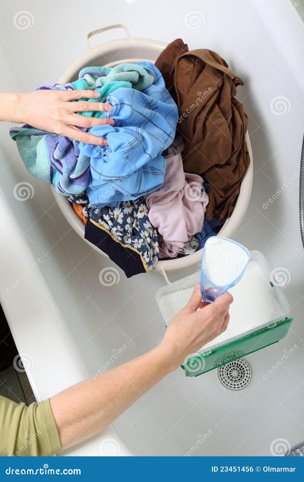 Woman Pile of Dirty Laundry Washing Stock Photo - Image of dirty, dryer ...