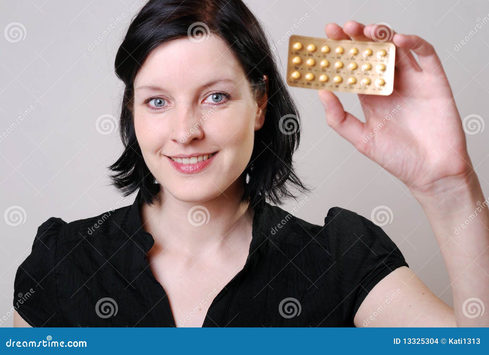 Woman with pill stock photo. Image of face, shows, smile - 13325304