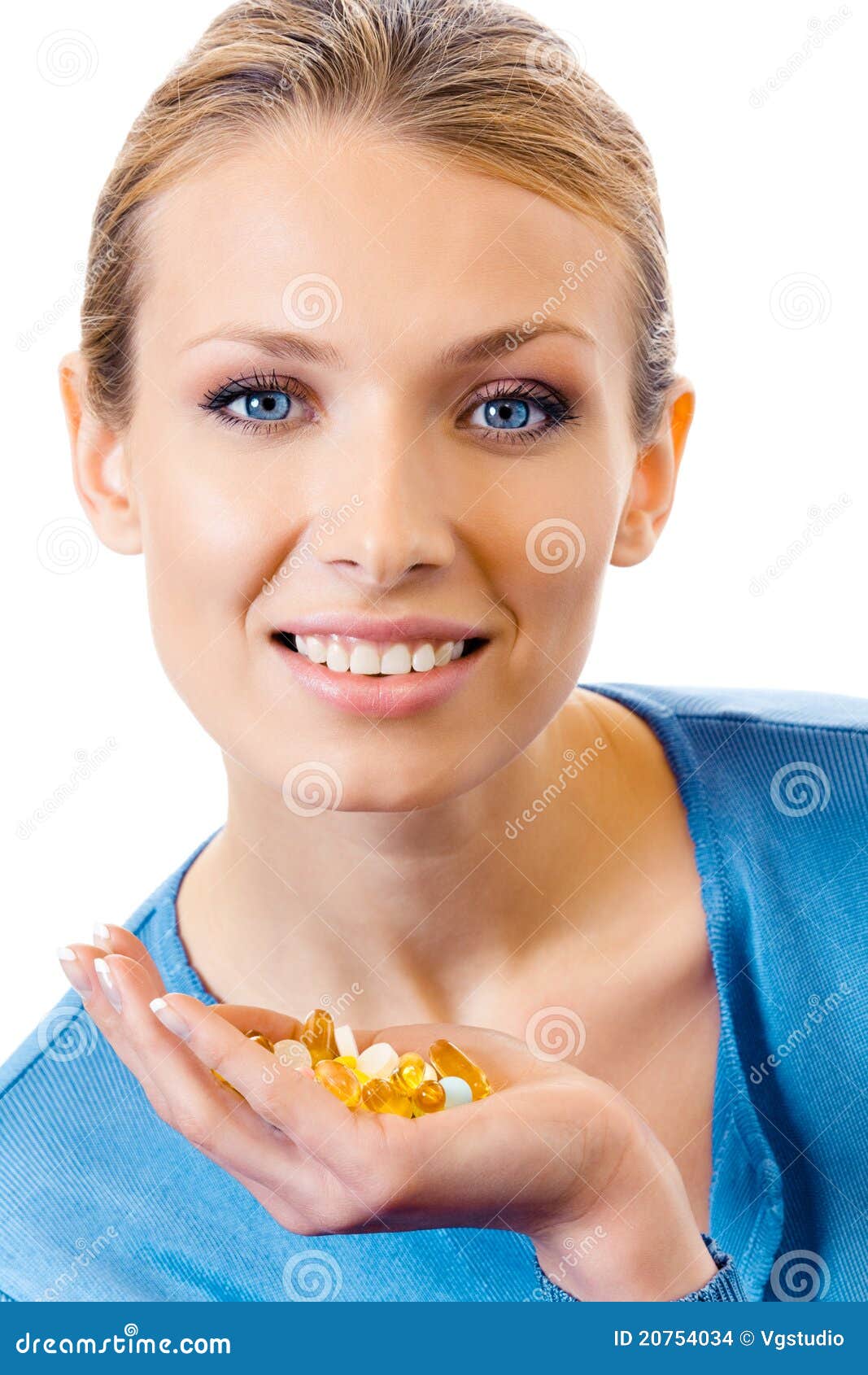 Woman with Pills and Capsules Stock Photo - Image of adult, give: 20754034