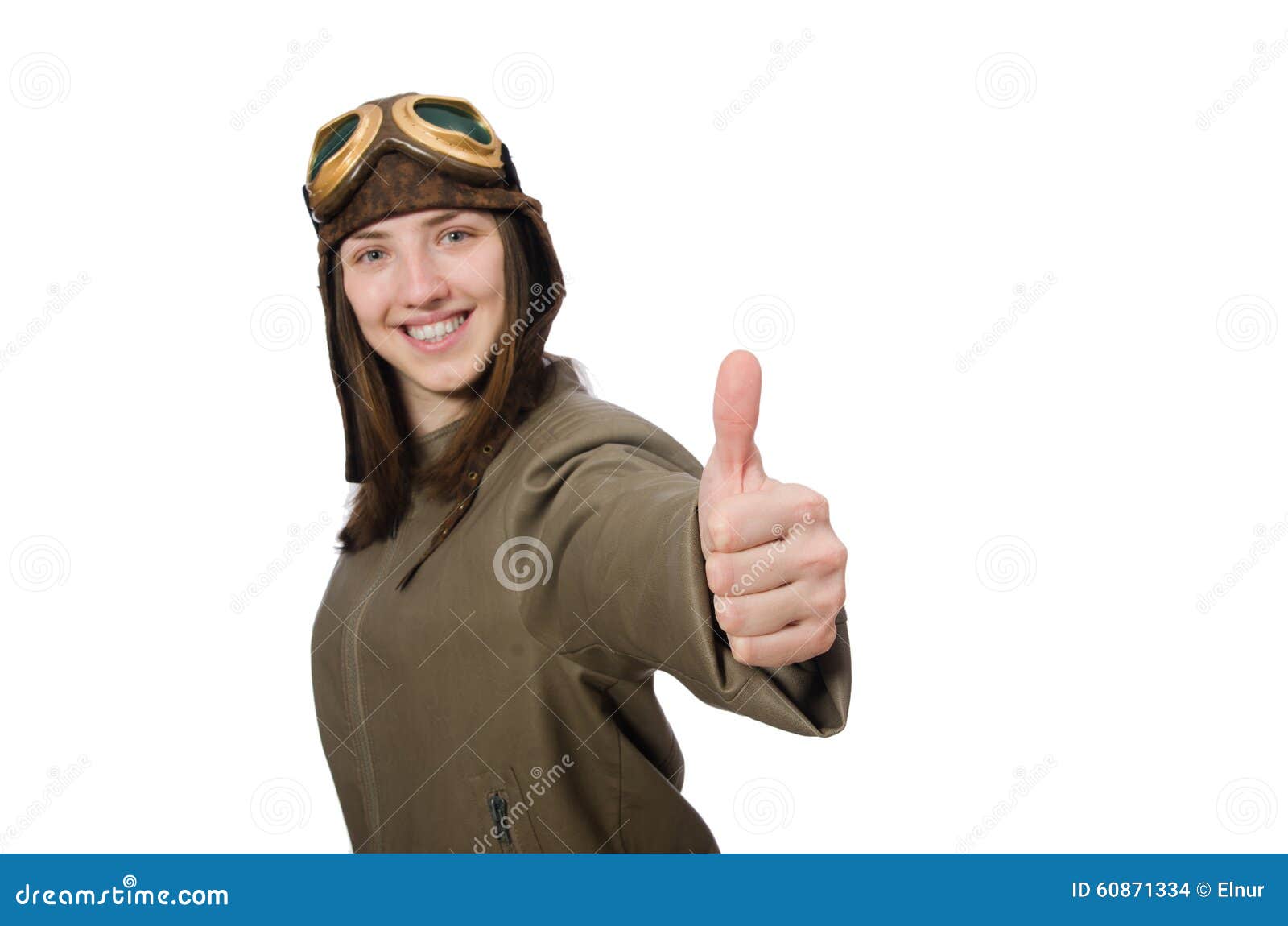 The Woman Pilot Isolated on the White Stock Photo - Image of military ...