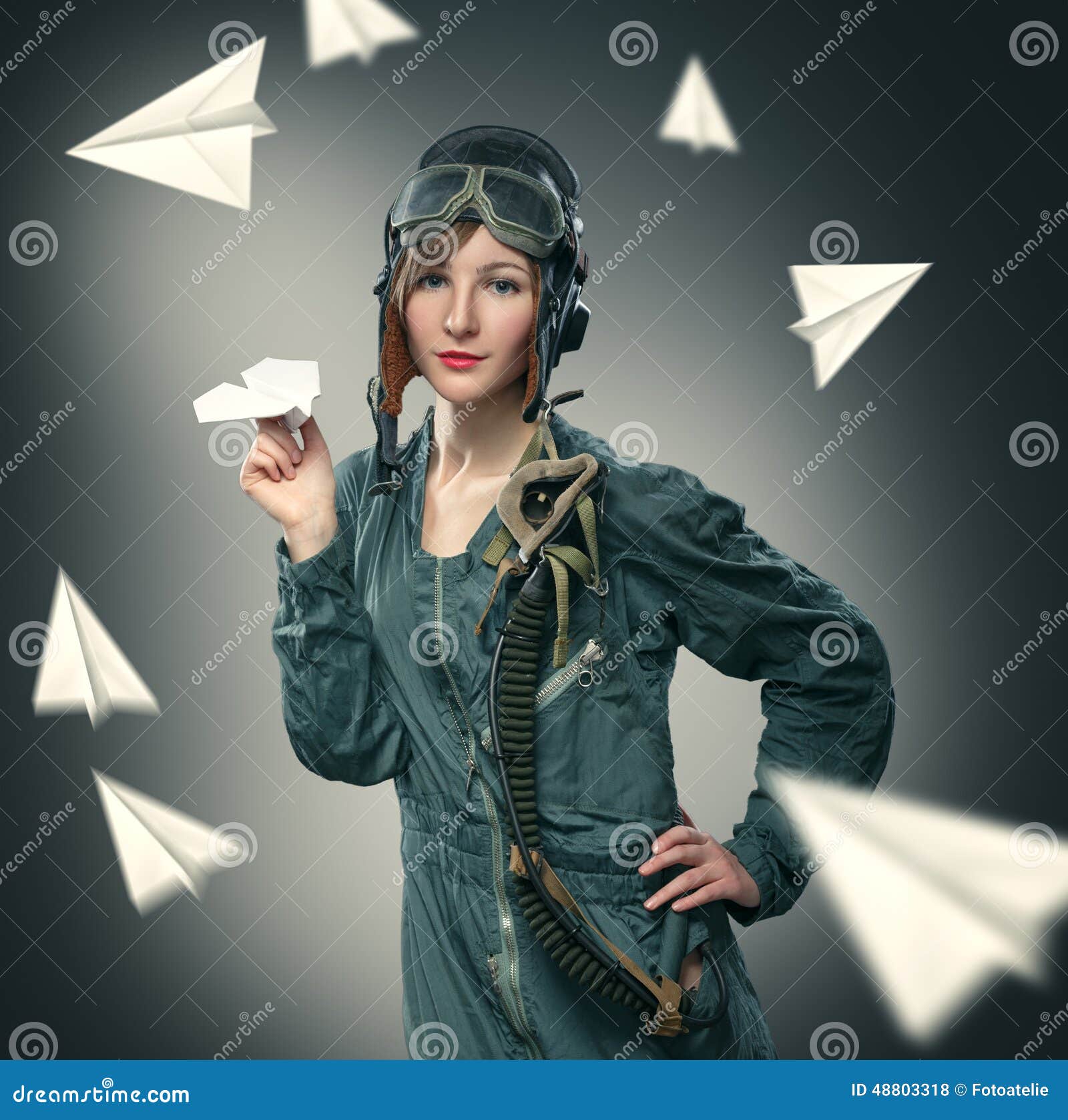 Pilot Playing A Paper Plane In Sunrise Background Royalty-Free Stock ...