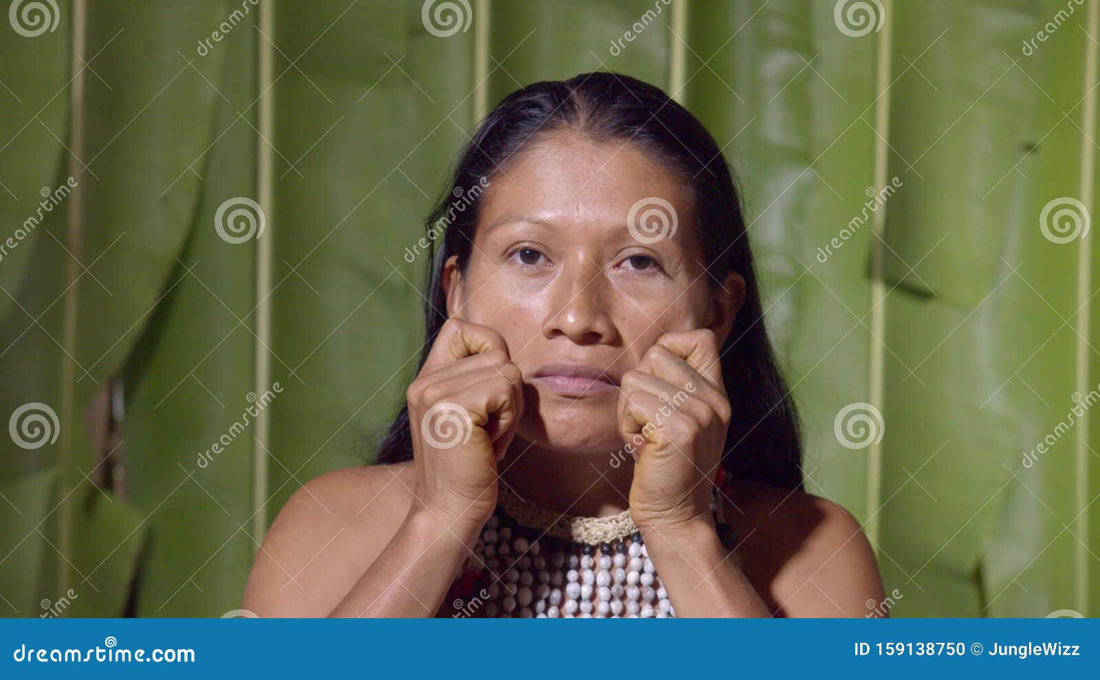 Woman Pinching Both Cheeks stock footage. Video of pinching - 159138750