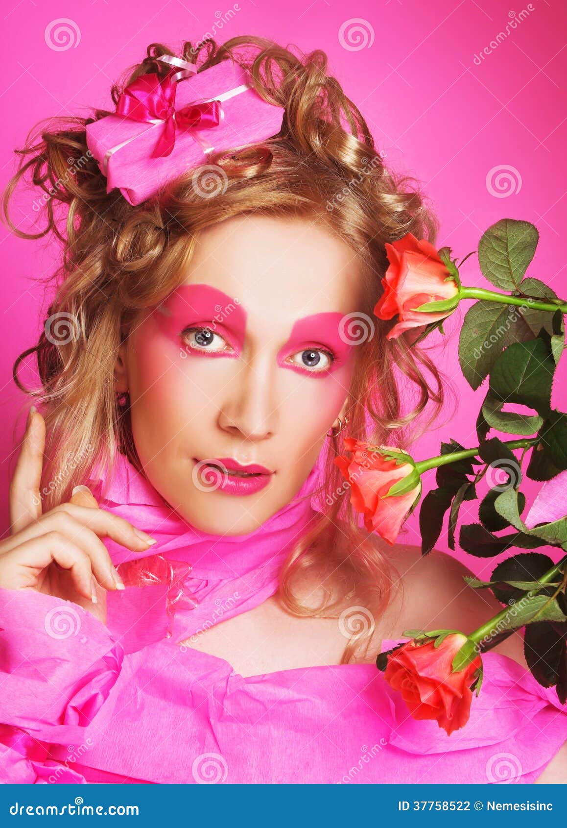 Woman in pink. stock photo. Image of female, elegance - 37758522