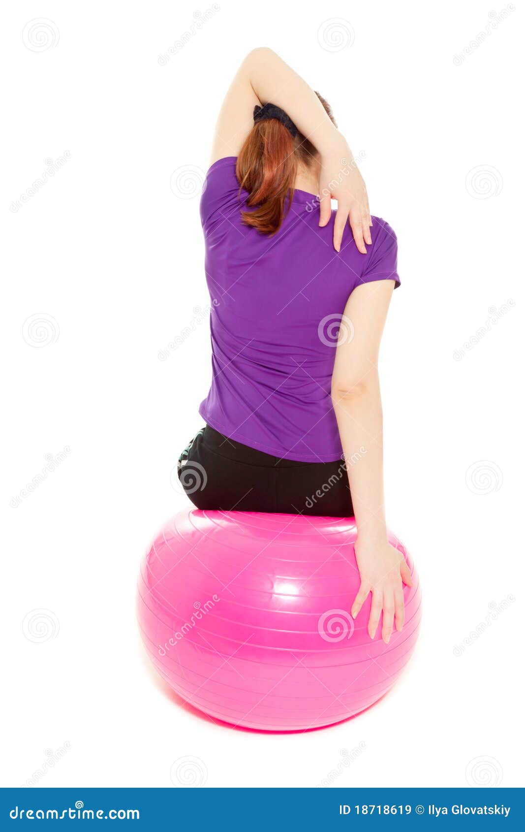 Woman with Pink Ball Exercising Stock Image - Image of beautiful ...