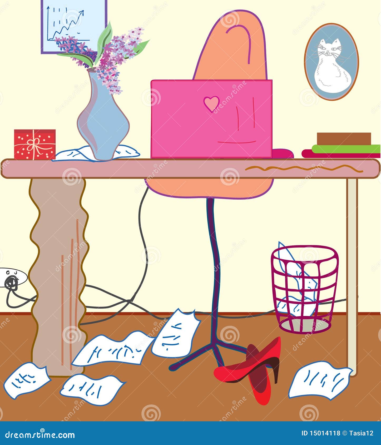 Woman pink cute office stock vector. Illustration of cartoon - 15014118