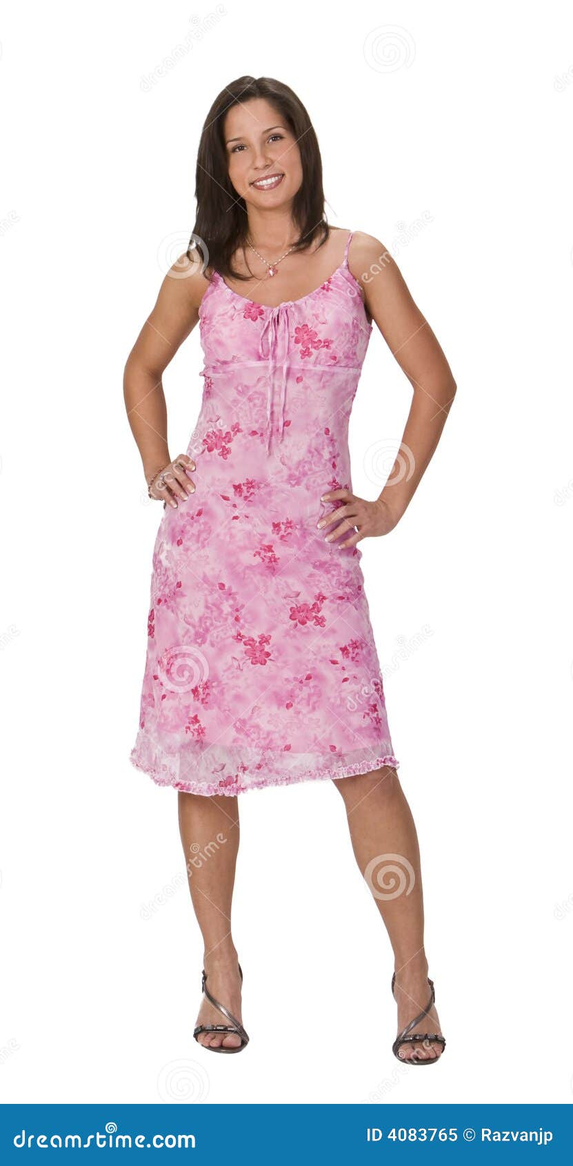 Woman in a pink dress stock image. Image of fashionable - 4083765