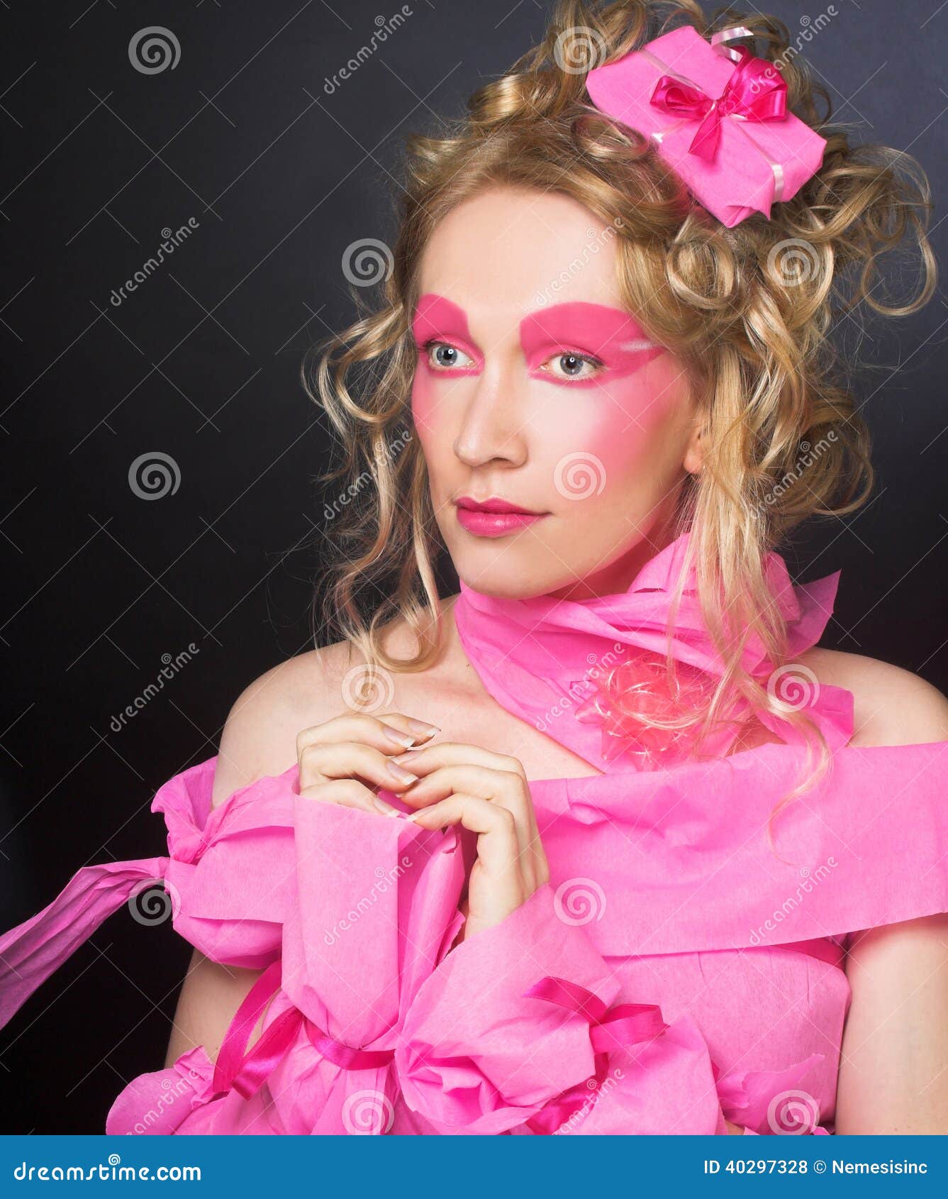 Woman in pink. stock photo. Image of hairstyle, crazy - 40297328