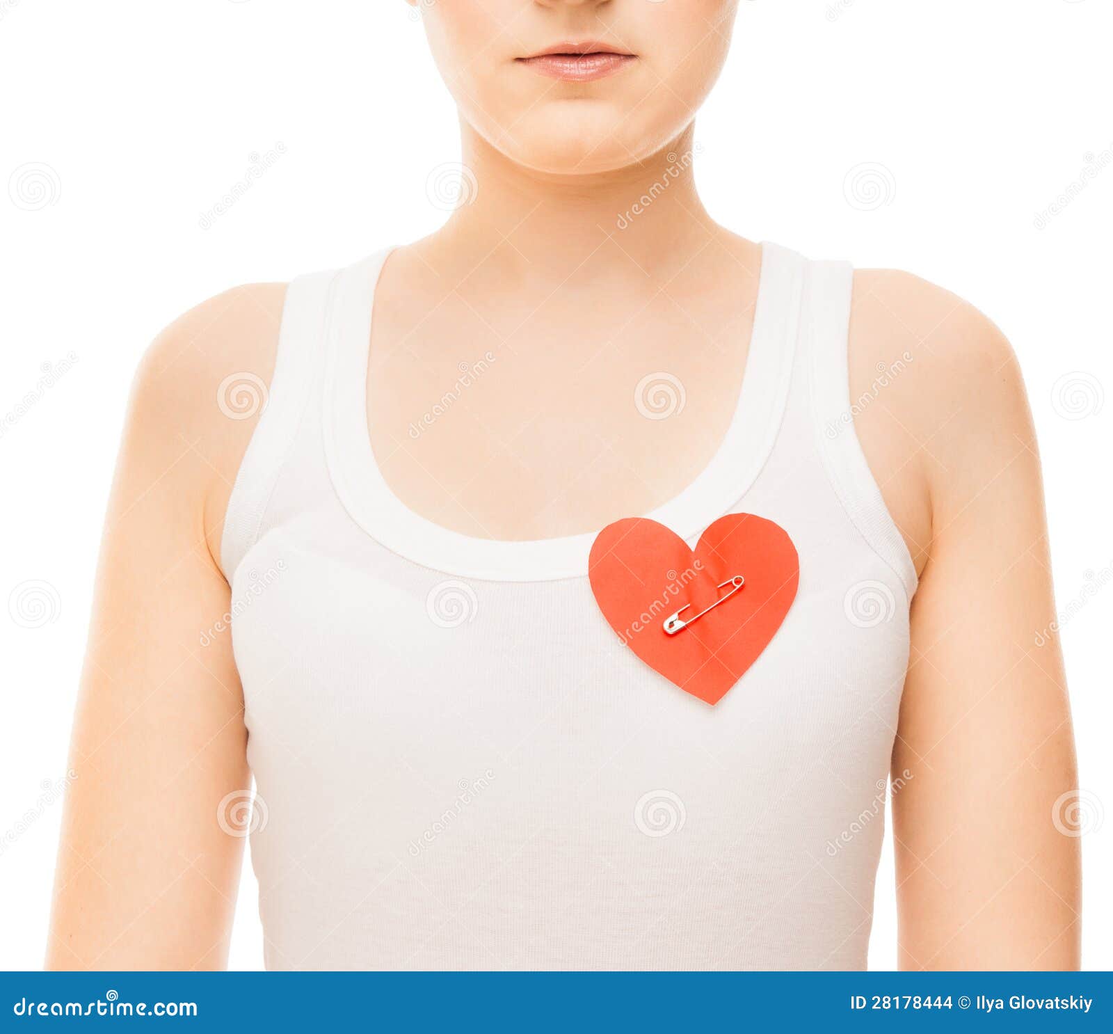 Woman with a Pinned Paper Heart Stock Photo - Image of holiday, body ...