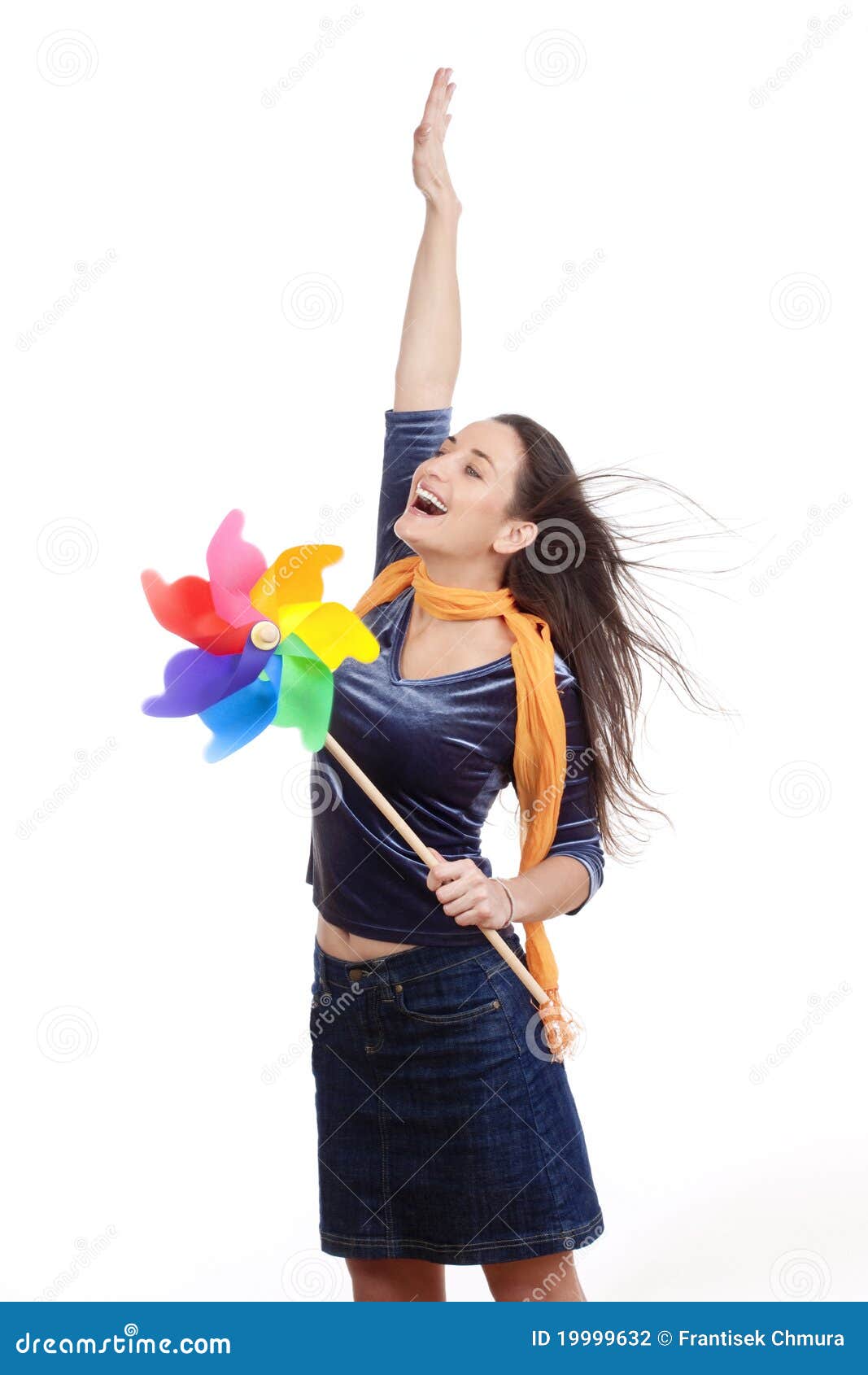 Woman with pinwheel stock photo. Image of attractive - 19999632