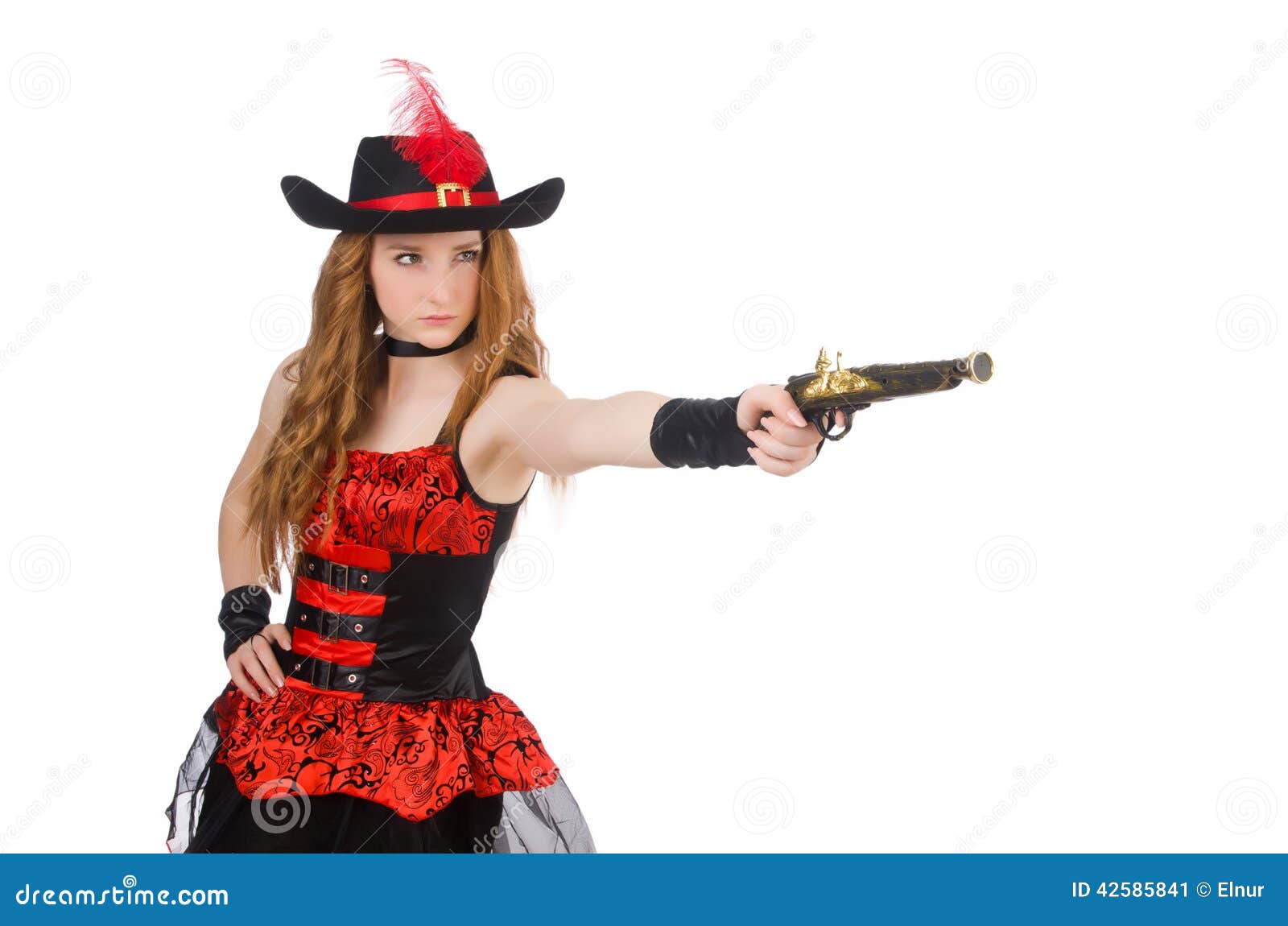 Woman Pirate with Gun Isolated Stock Image - Image of isolated, hand ...