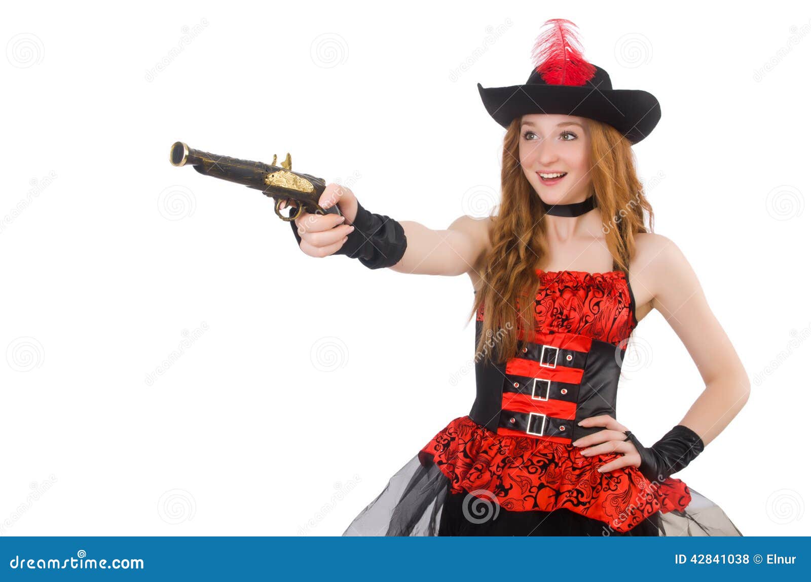 Woman pirate with gun stock photo. Image of captain, bandana - 42841038