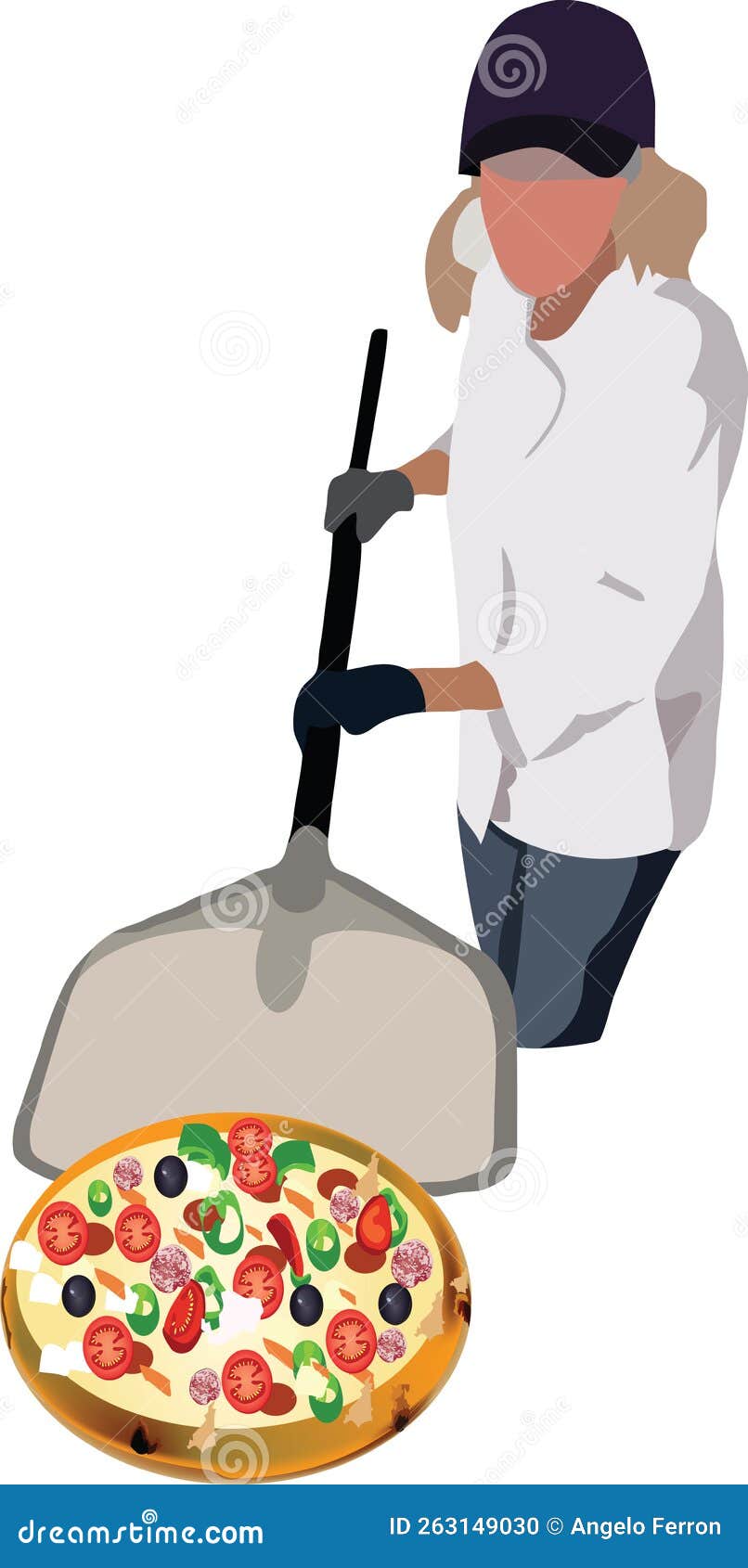 Woman in Pizza Maker`s Uniform in Her Work- Stock Vector - Illustration ...