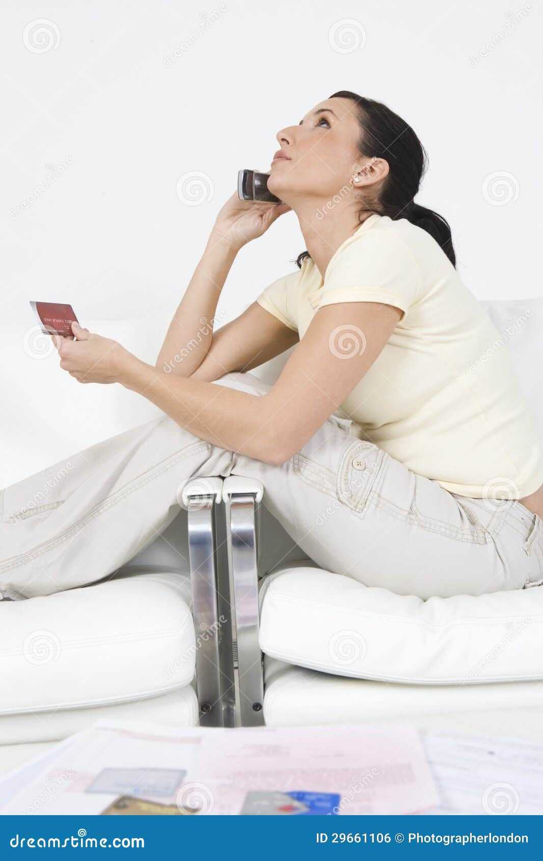 Woman Placing Order on Cell Phone Stock Photo - Image of domestic ...