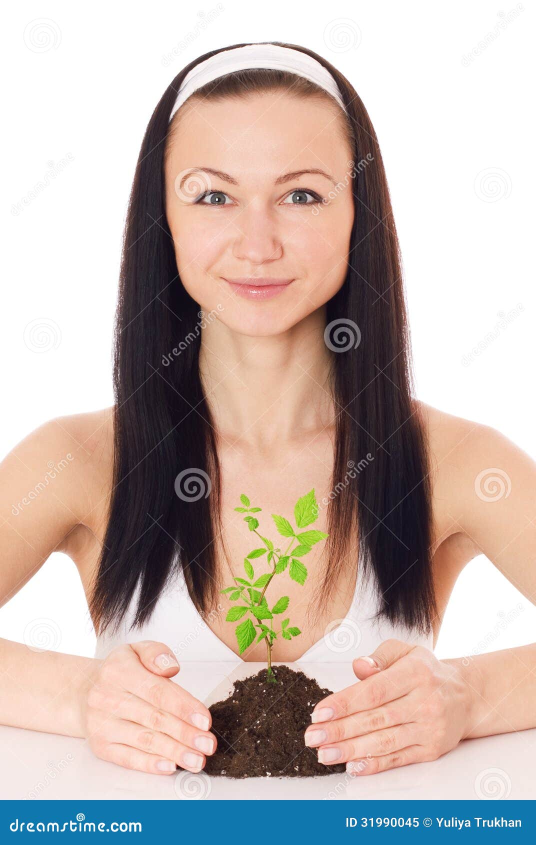 Woman and plant. stock image. Image of small, leaf, beautiful - 31990045