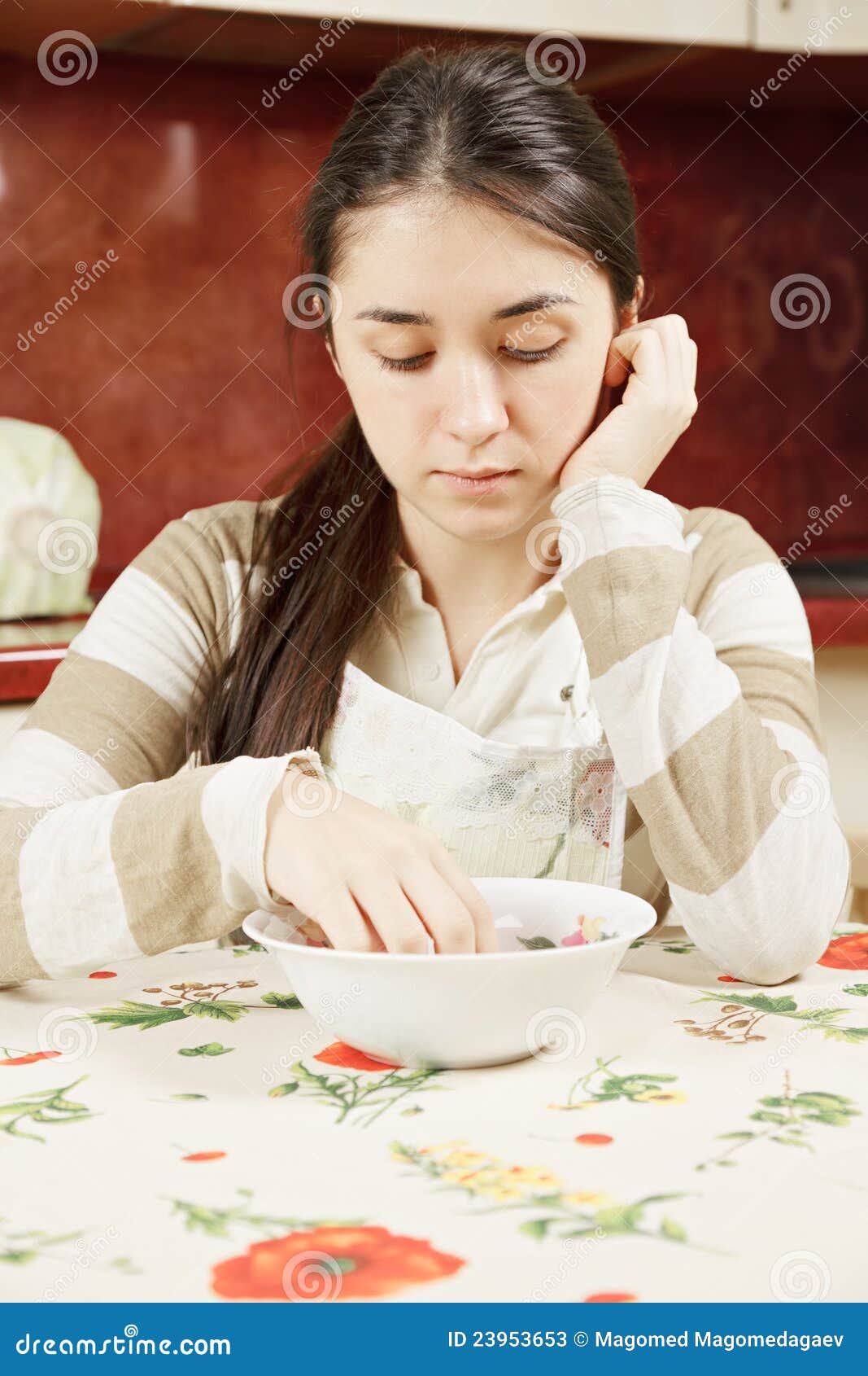 Woman with plate stock image. Image of looking, housewife - 23953653