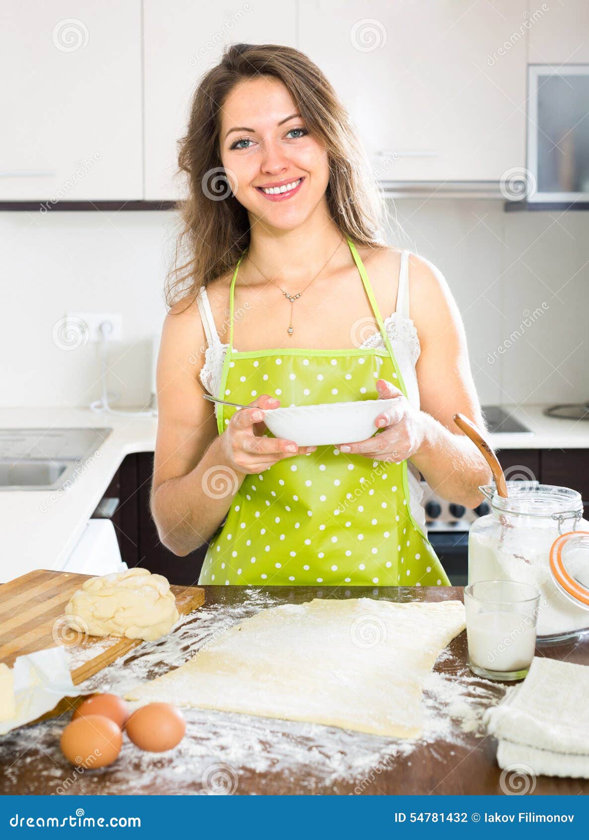 Woman with a plate stock photo. Image of cakes, baker - 54781432