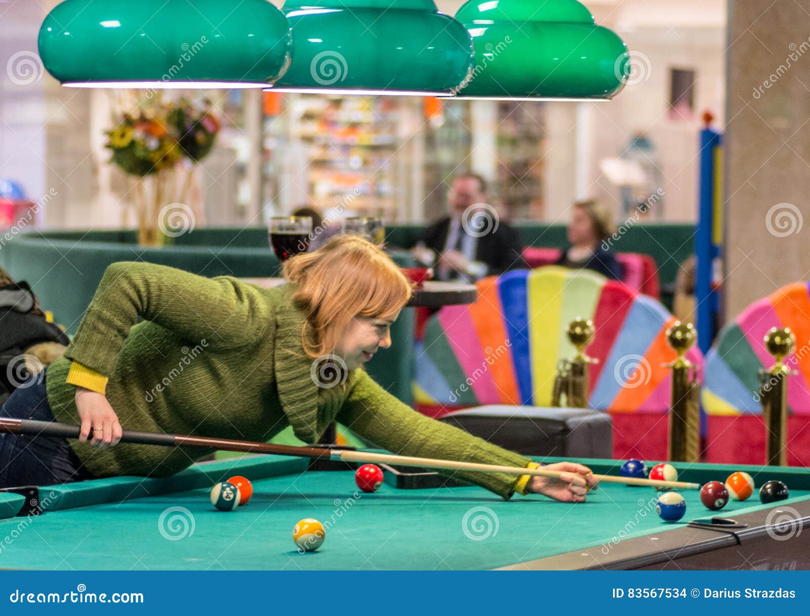 Woman play pool stock photo. Image of funny, woman, game - 83567534
