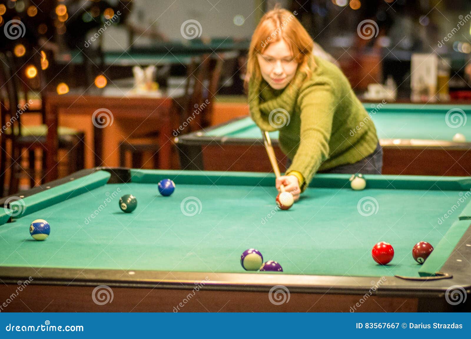 Woman play pool stock image. Image of play, woman, chill - 83567667