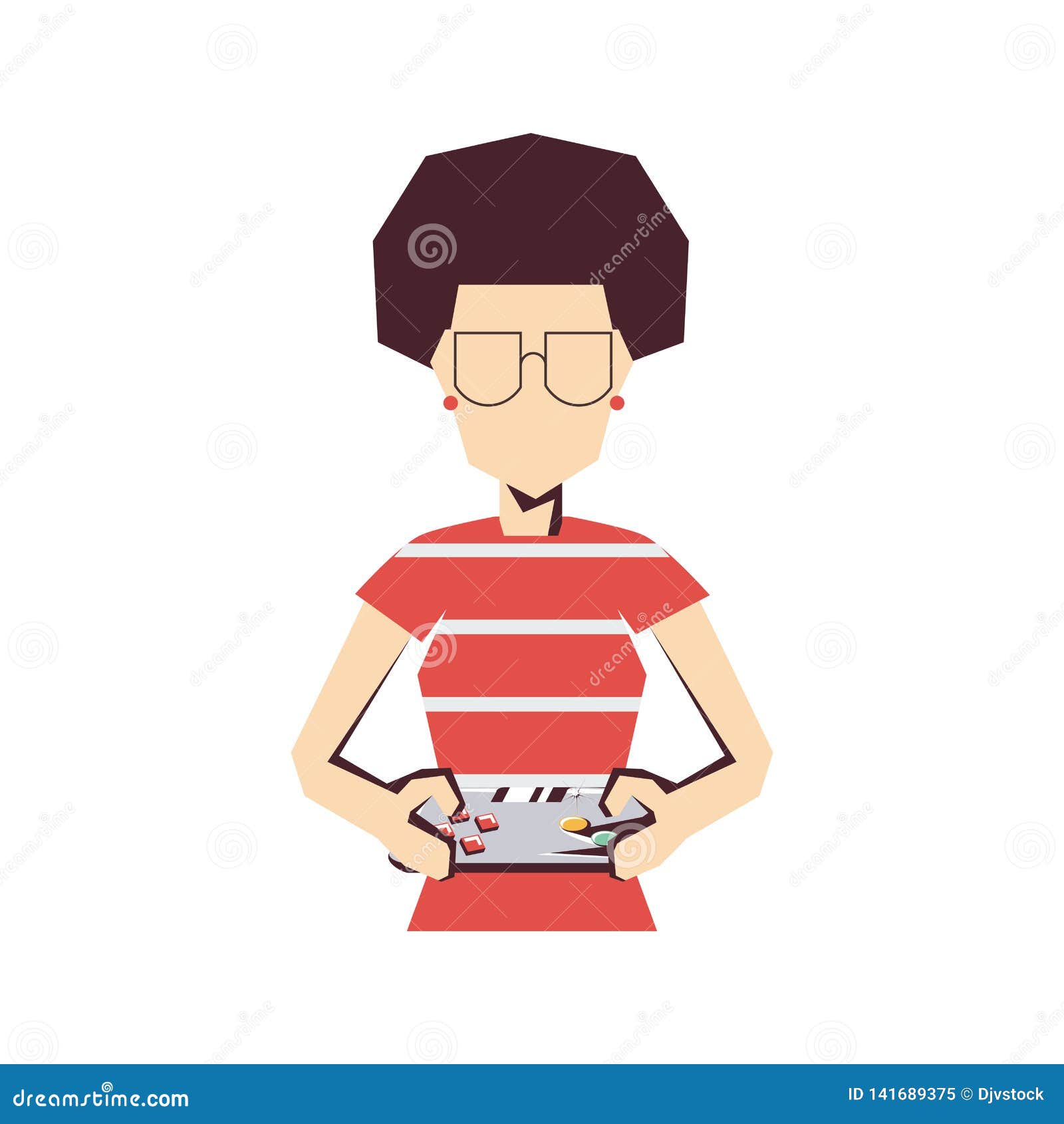 Woman Player Video Game with Control Stock Vector - Illustration of ...