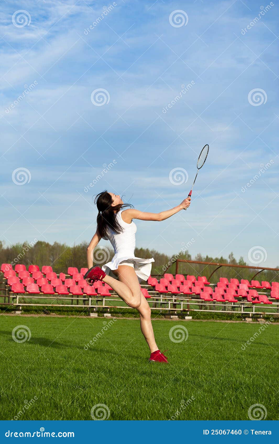 Woman Playing Badminton Game in the Stadium Stock Photo - Image of ...