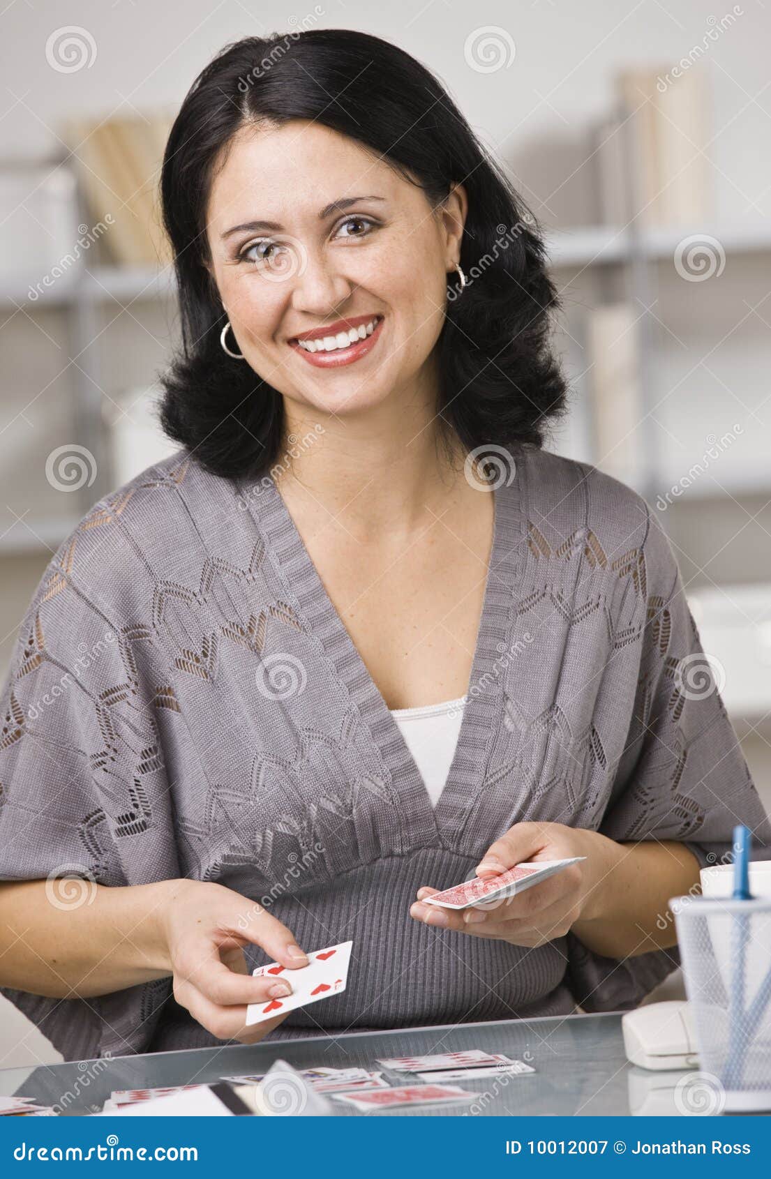 Woman with Playing Cards stock image. Image of female - 10012007