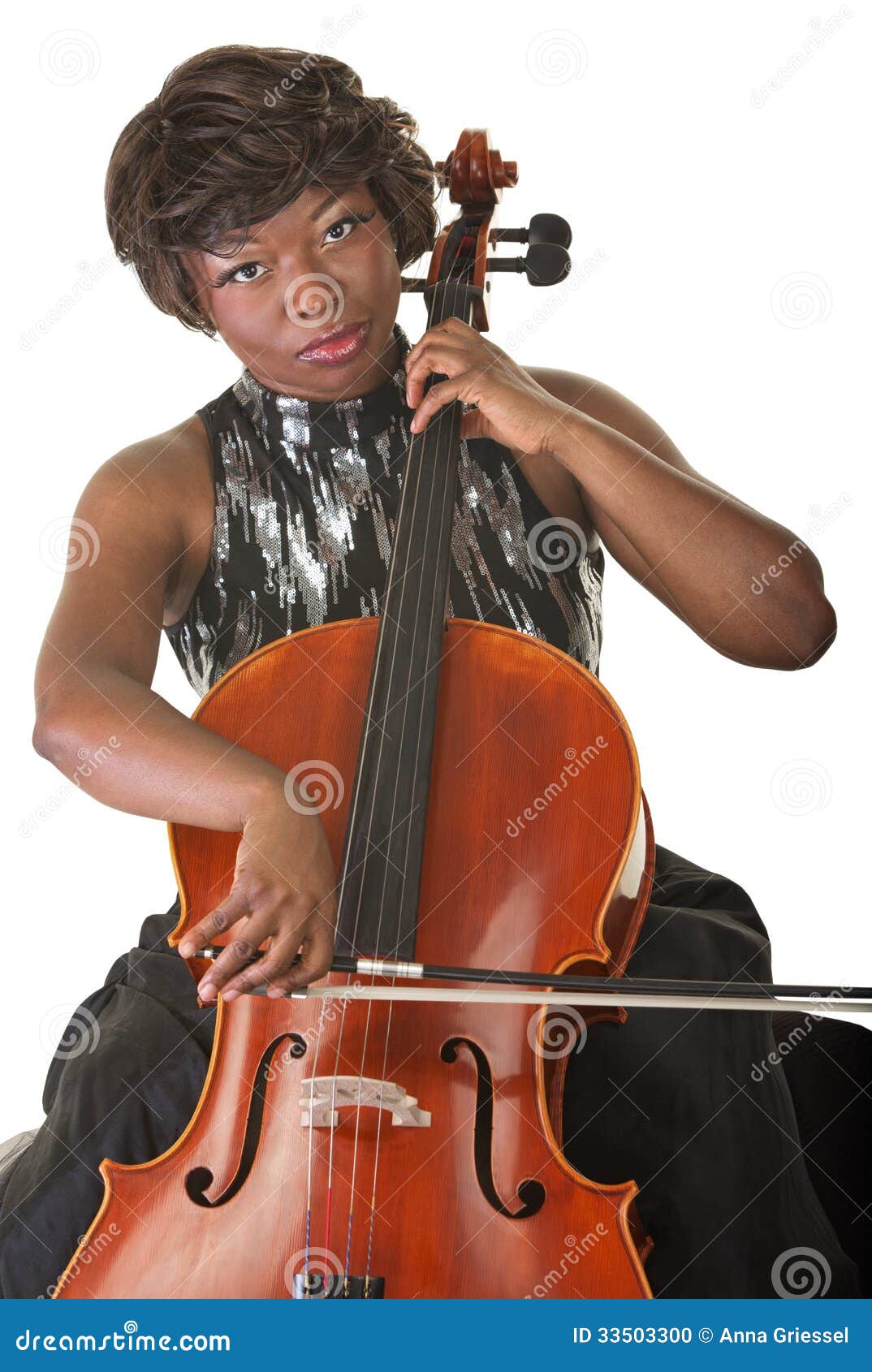 Woman Playing a Cello stock photo. Image of focused, performing - 33503300