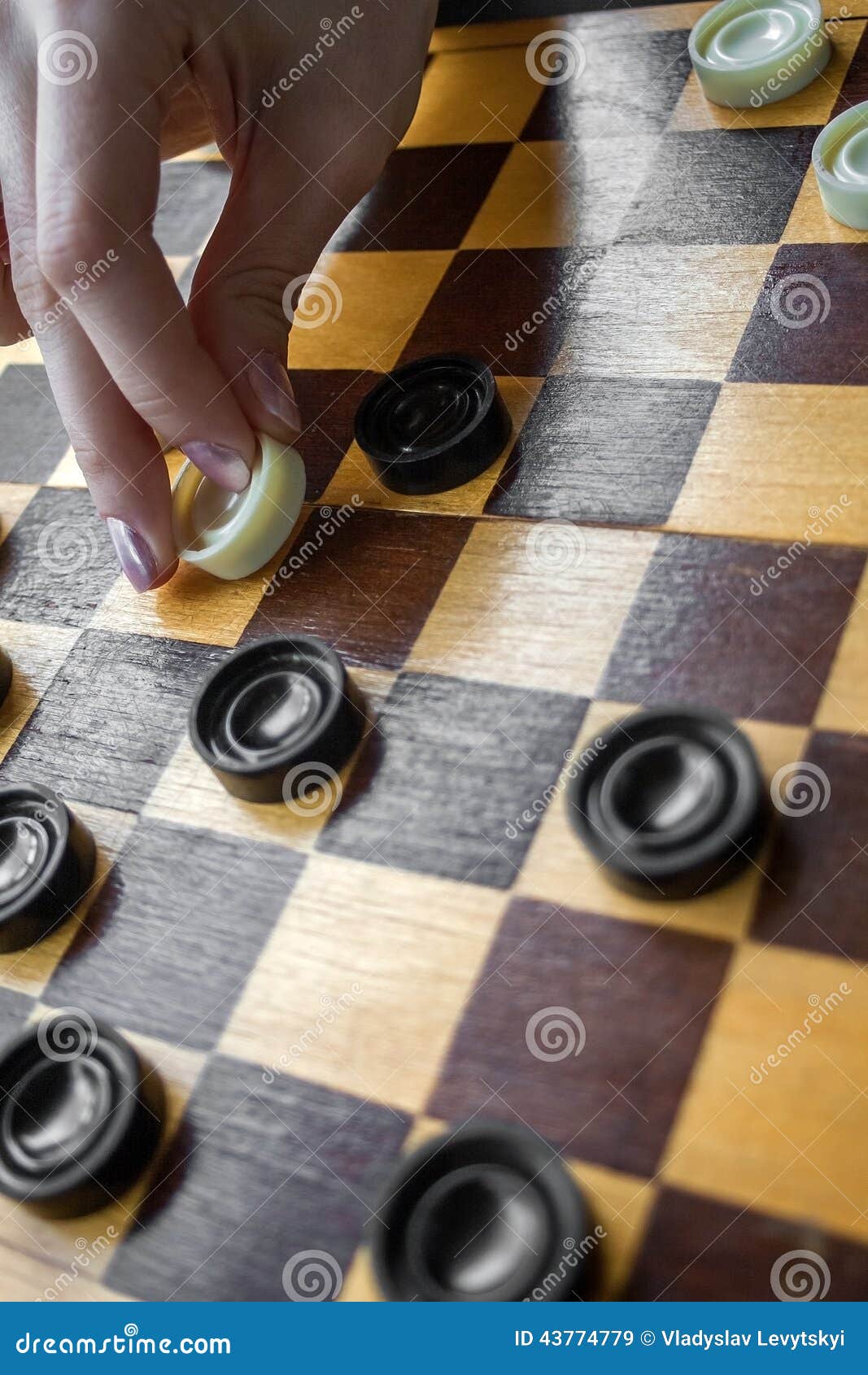 Woman Playing Checkers stock image. Image of draughts - 43774779