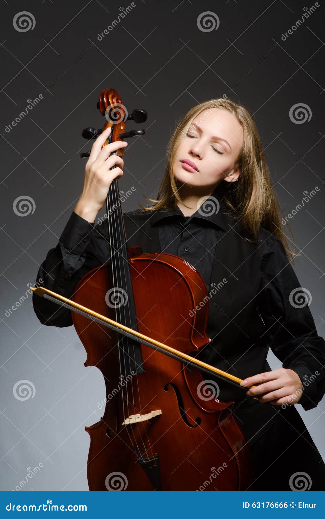 The Woman Playing Classical Cello in Music Concept Stock Photo - Image ...