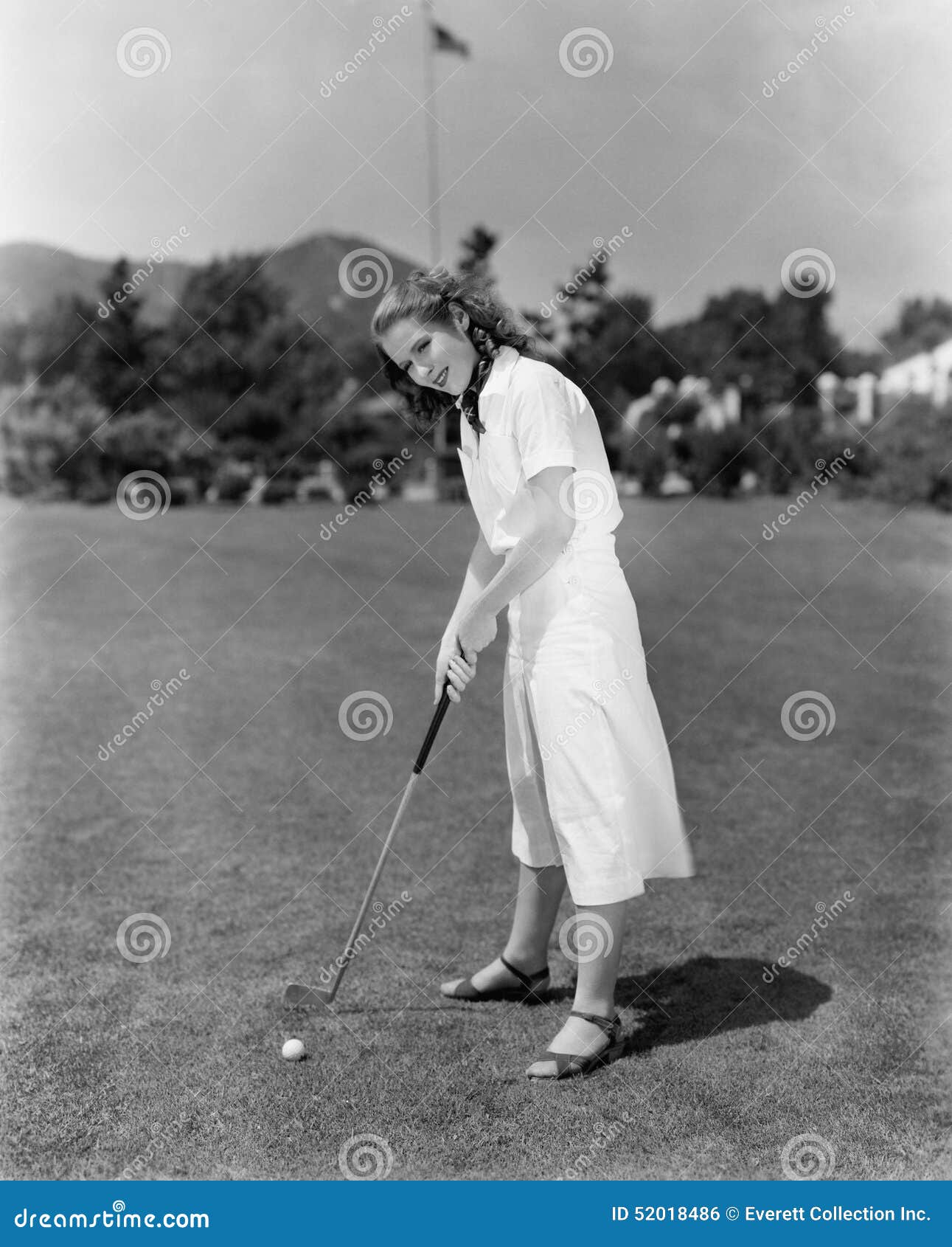 Woman Playing Golf on a Golf Course Stock Photo - Image of ball, days ...