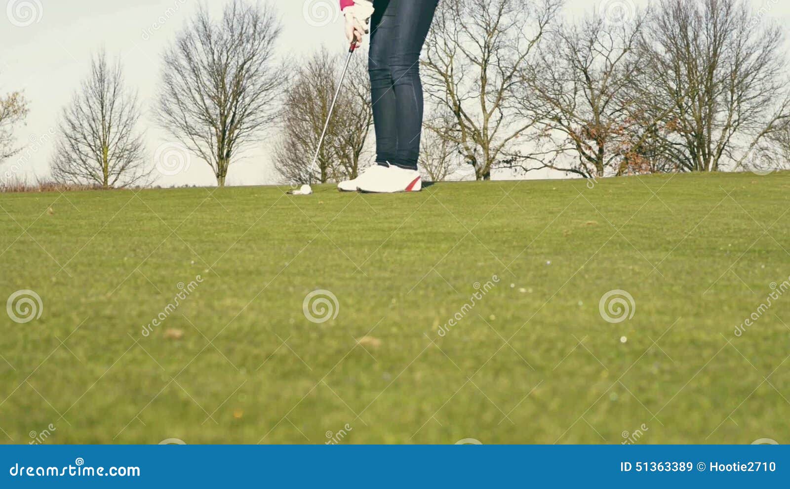 Woman Playing Golf Lining Up a Putt Stock Video - Video of playing ...