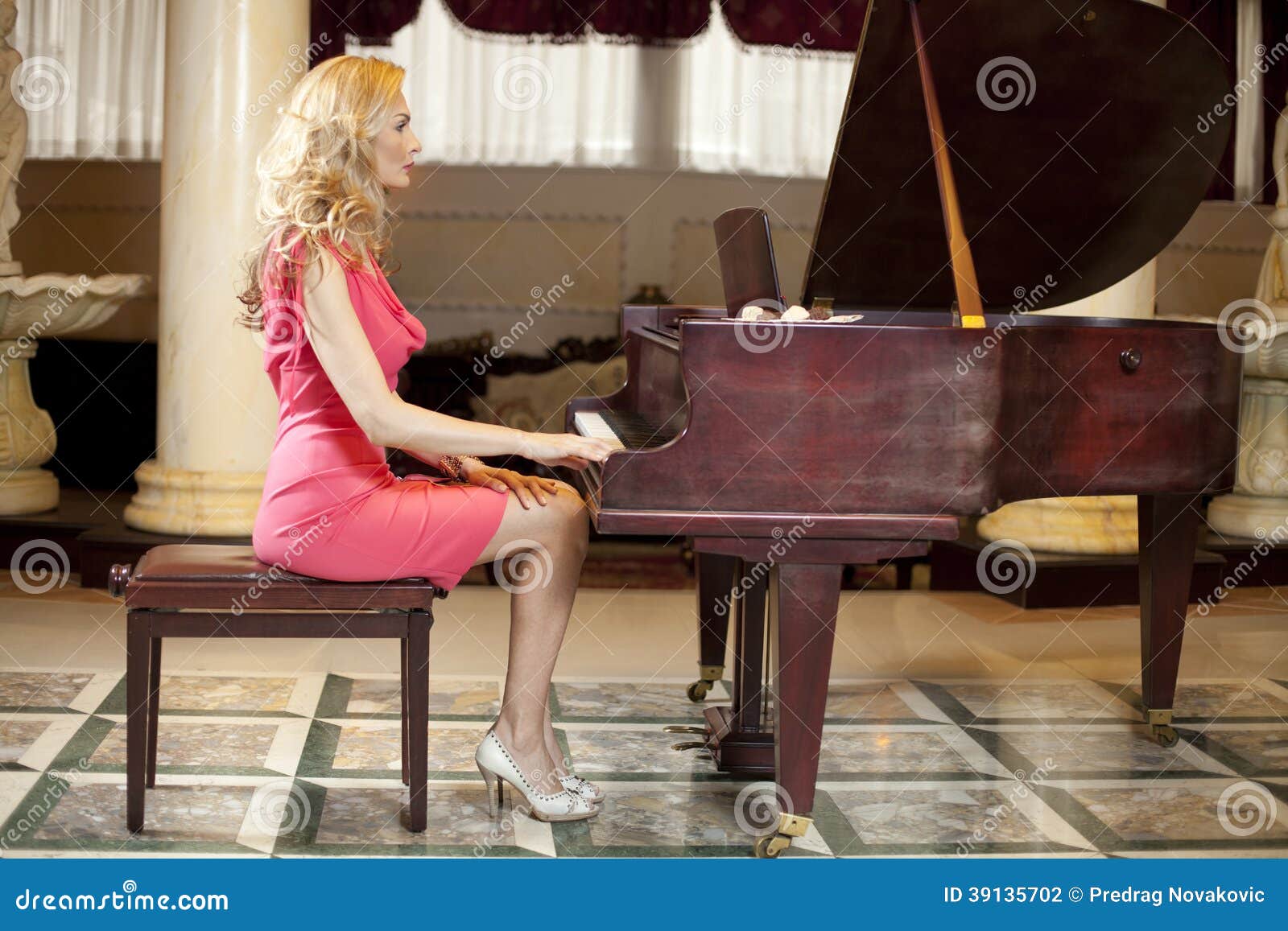 Woman Playing Piano stock photo. Image of pianist, costume - 39135702