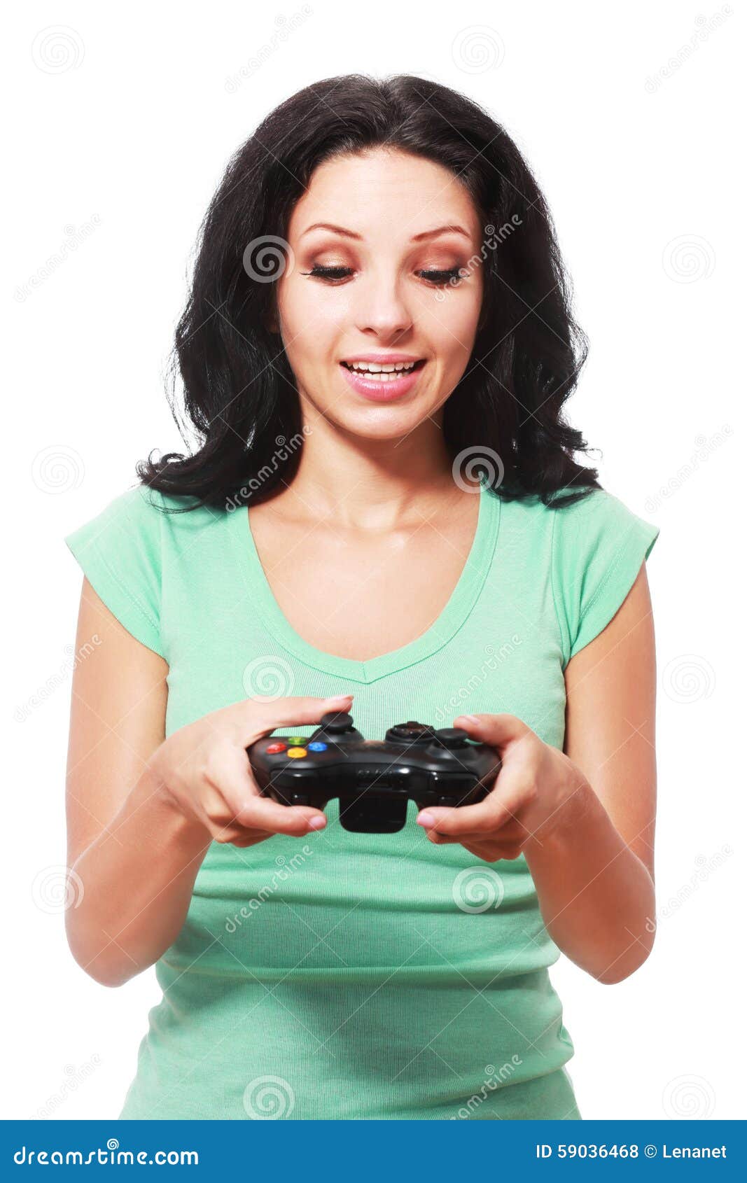 Woman playing videogame stock photo. Image of gaming - 59036468