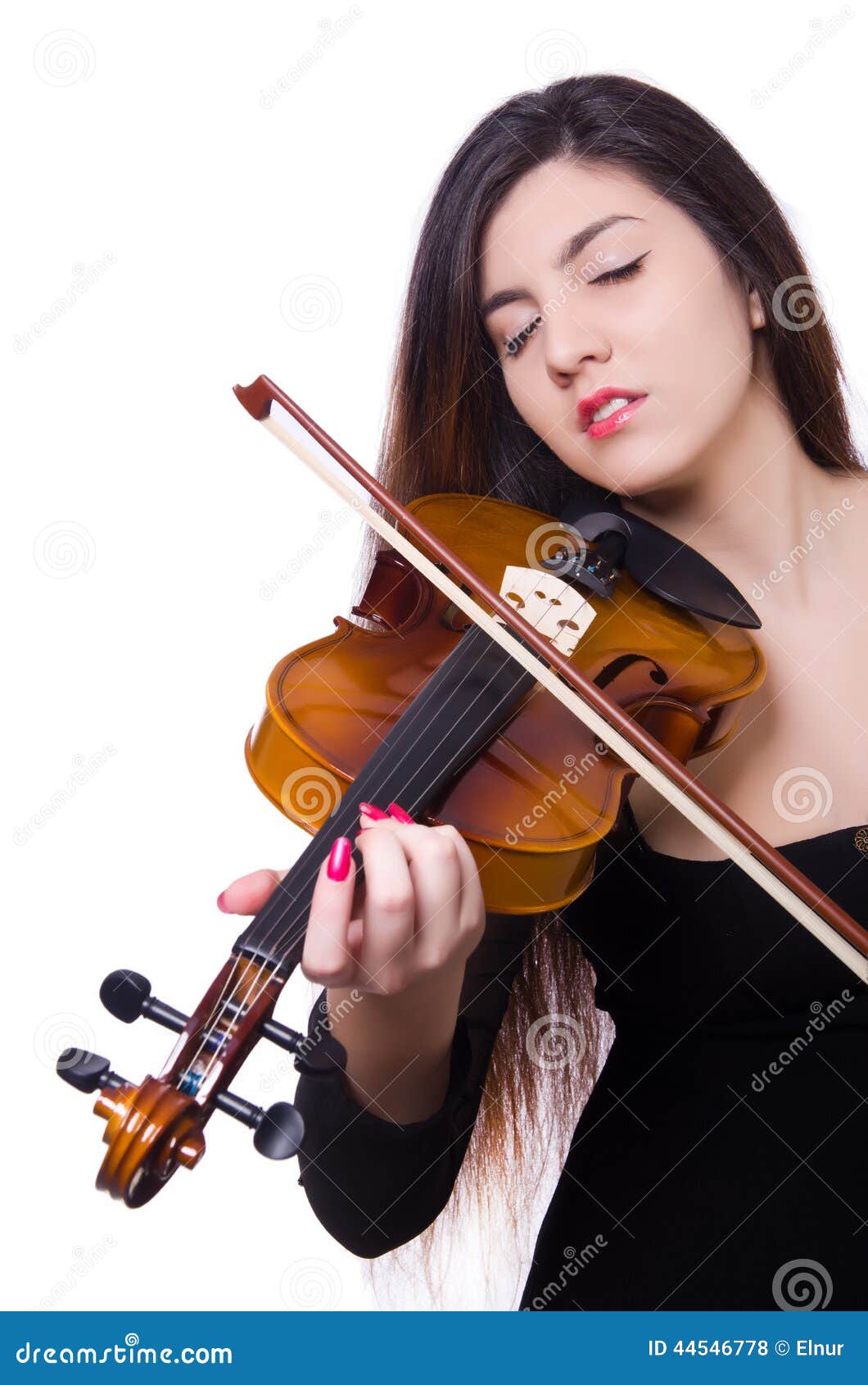 Woman Playing Violin Isolated Stock Photo - Image of player, isolated ...