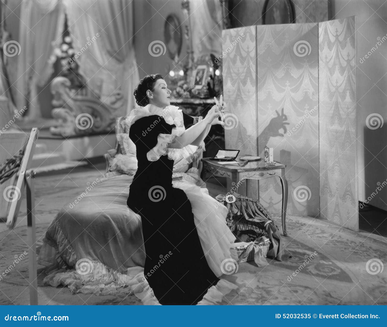 Woman plays shadow puppet stock image. Image of bedroom - 52032535