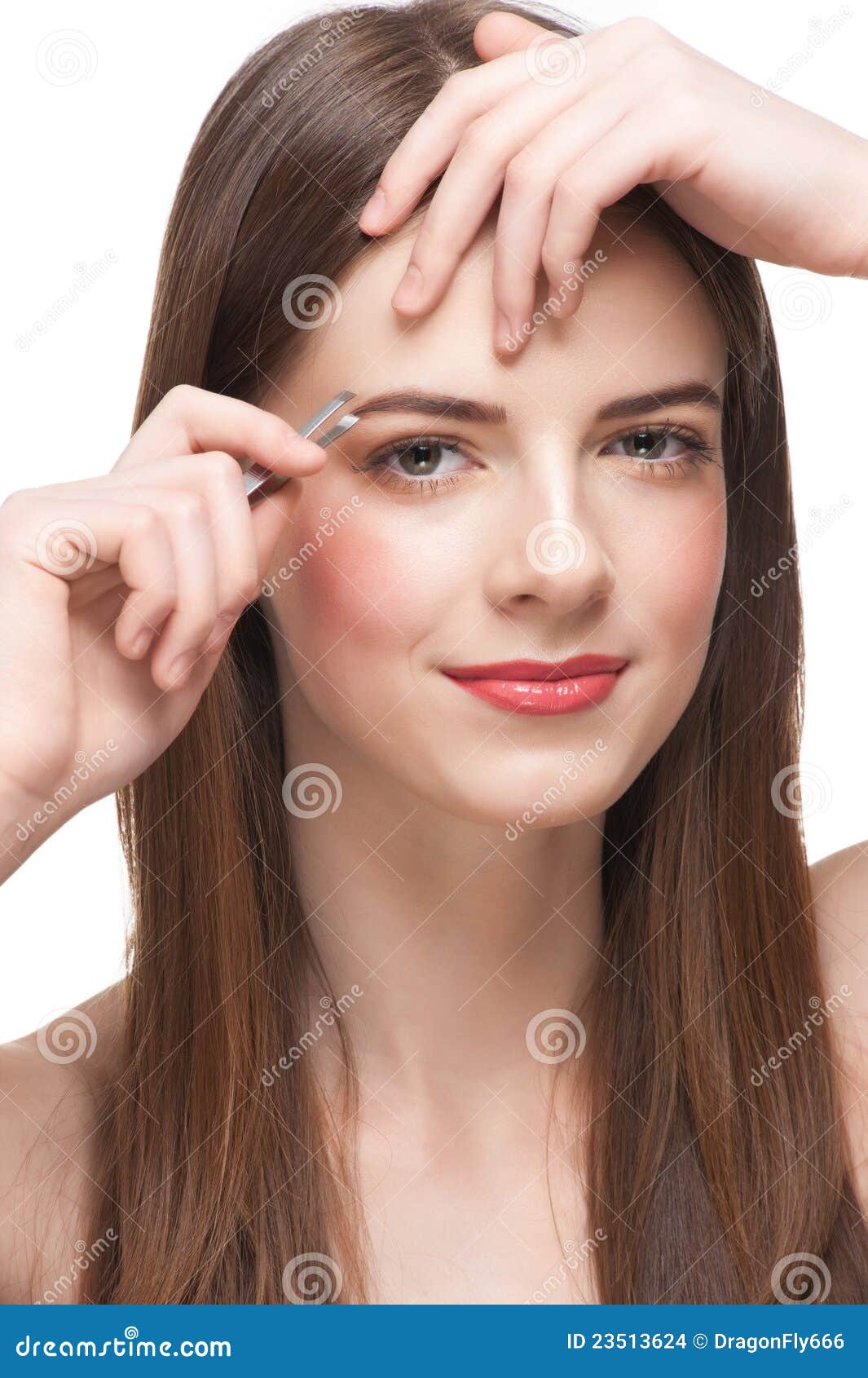 Woman Plucking Her Eyebrows Stock Photography | CartoonDealer.com #20008760