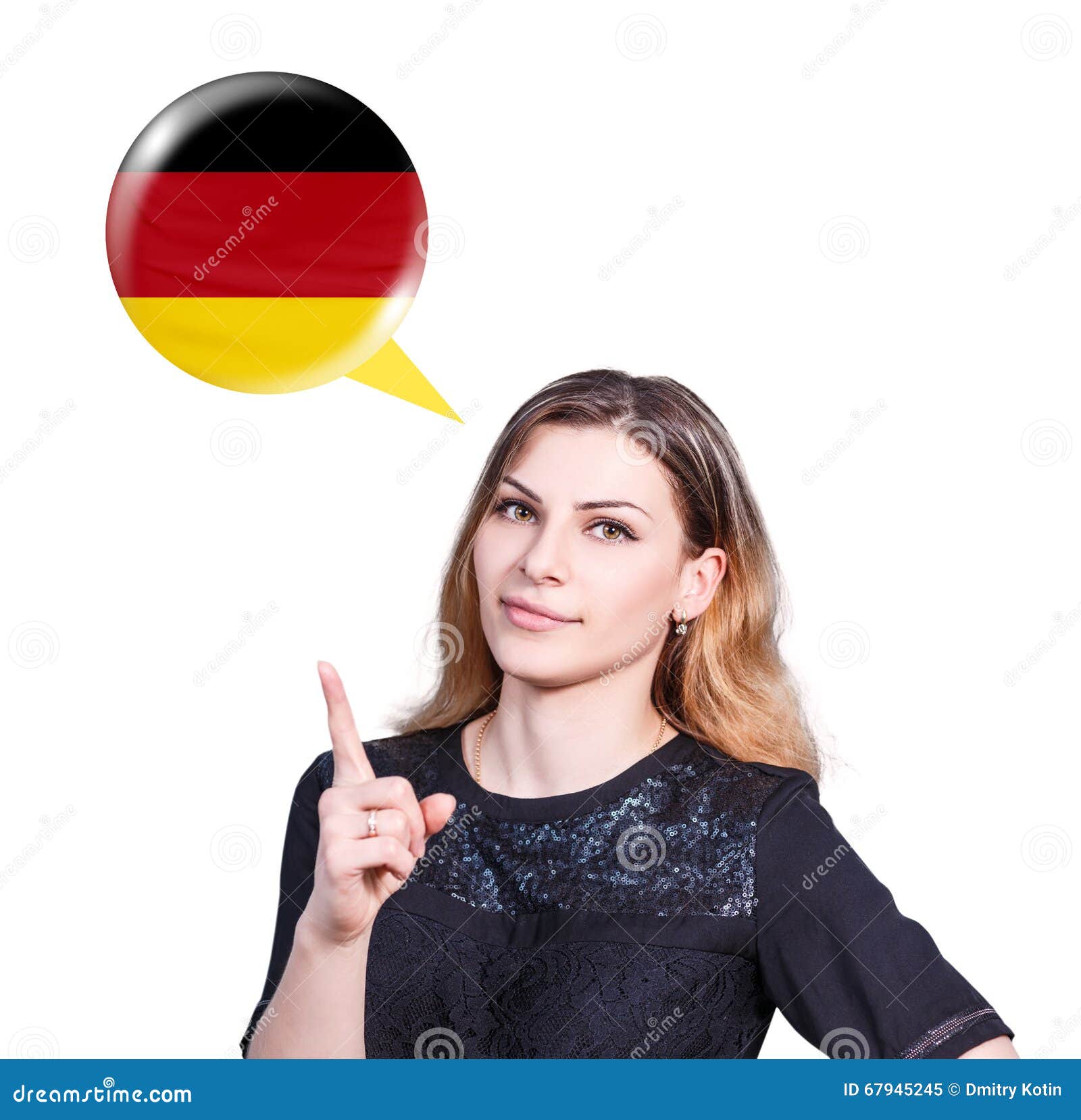 Woman Point on the Bubble with German Flag Stock Image - Image of ...