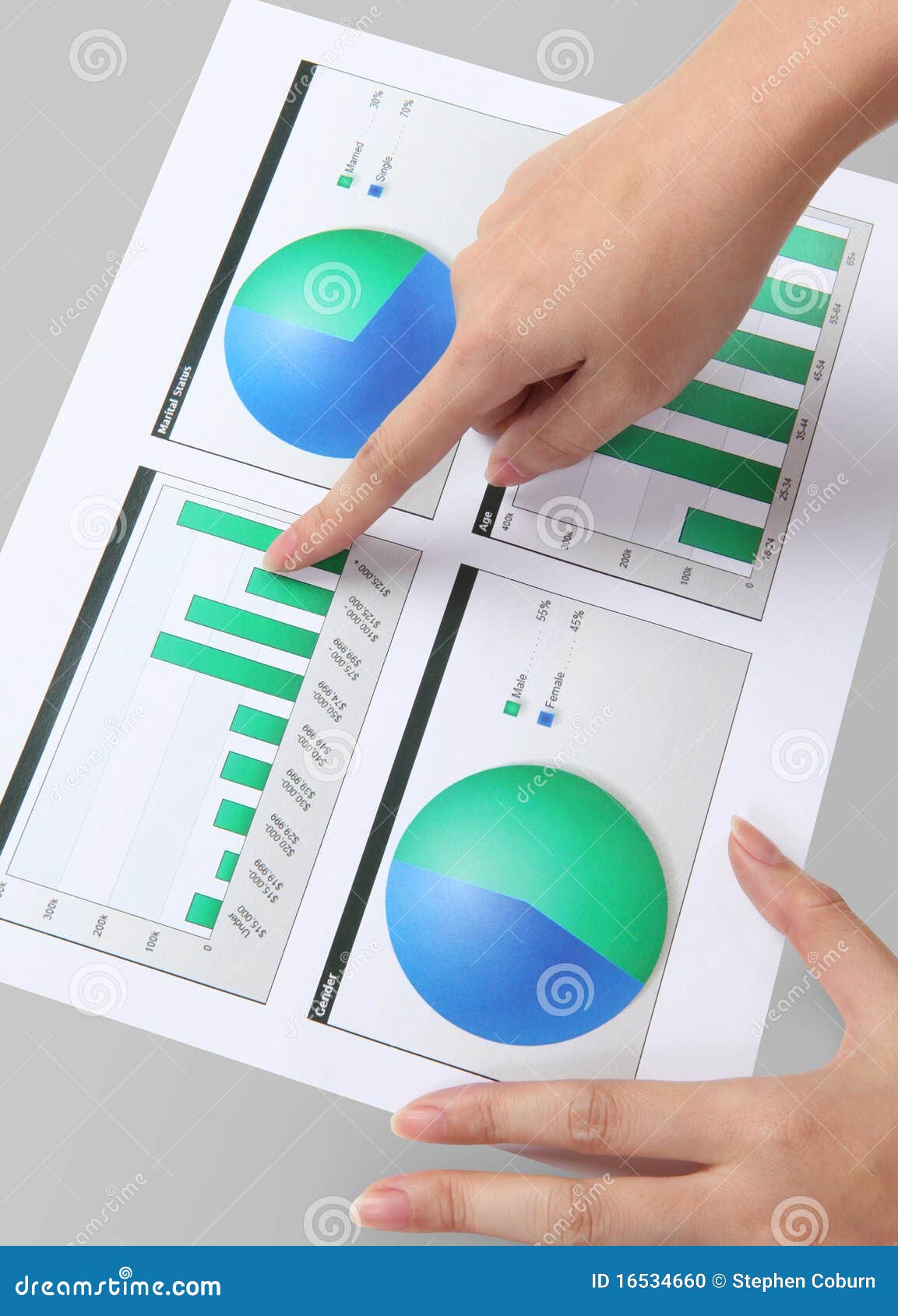 Woman Point at Graph stock photo. Image of meeting, communication ...