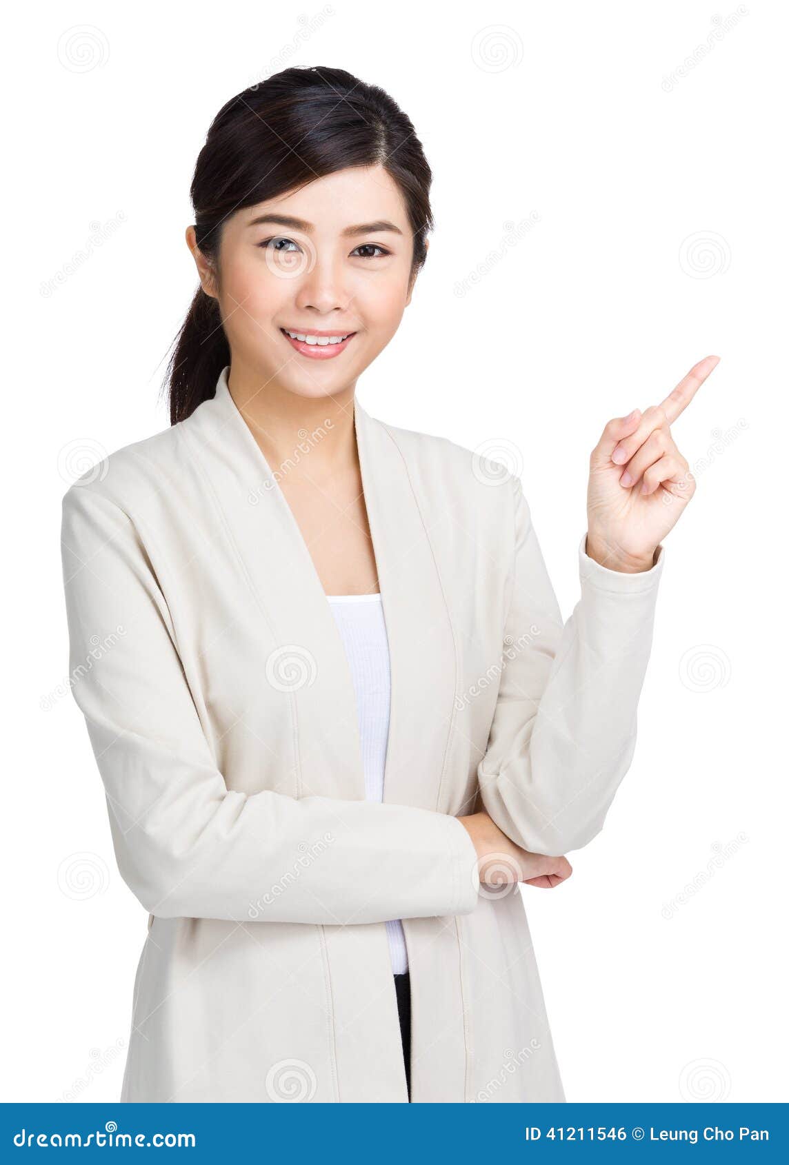 Woman point up stock photo. Image of japanese, confident - 41211546