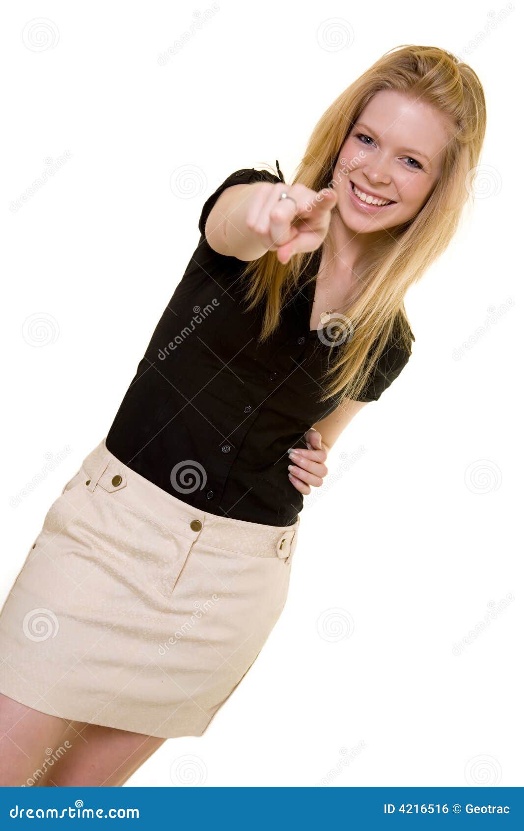Woman pointing stock photo. Image of friendly, decide - 4216516