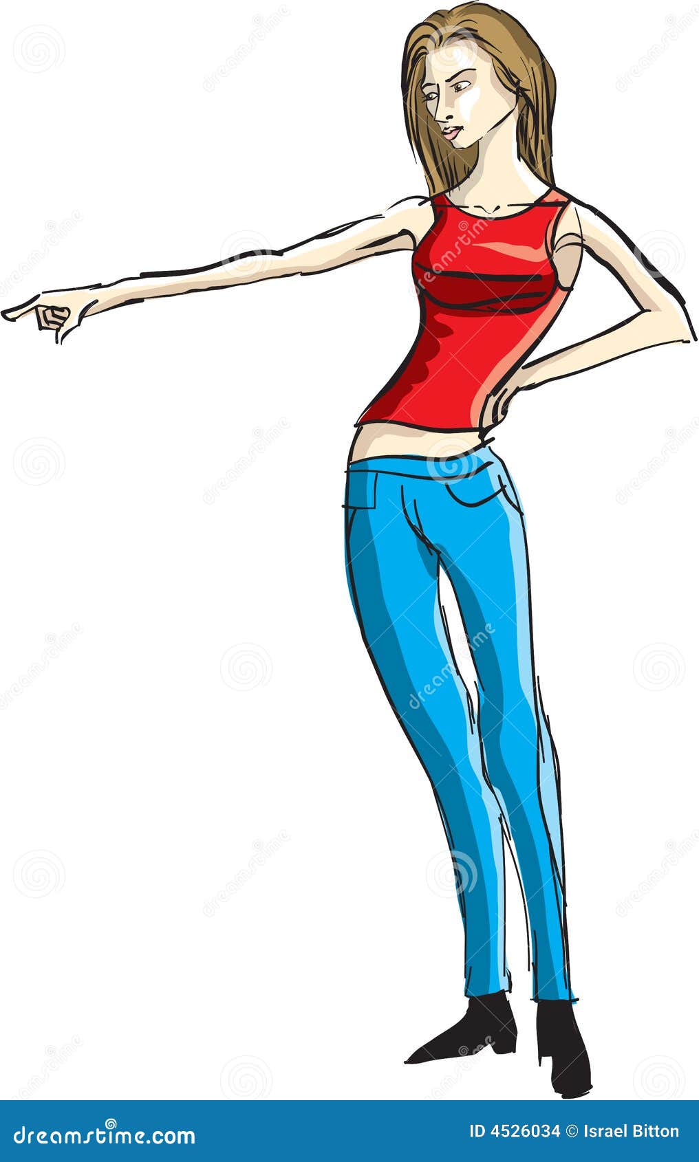 Woman pointing stock vector. Illustration of hair, long - 4526034