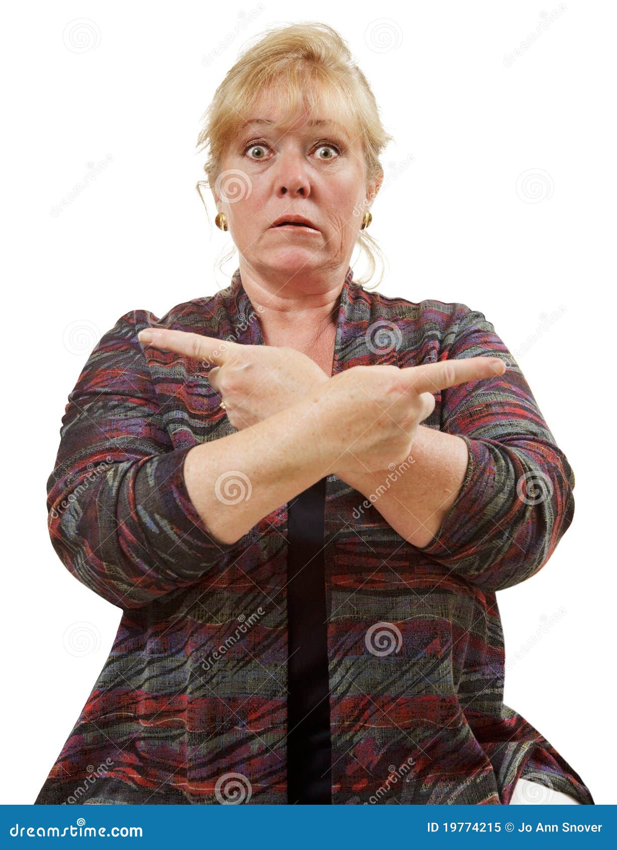 Woman Pointing Both Directions Stock Image - Image of business, blond ...