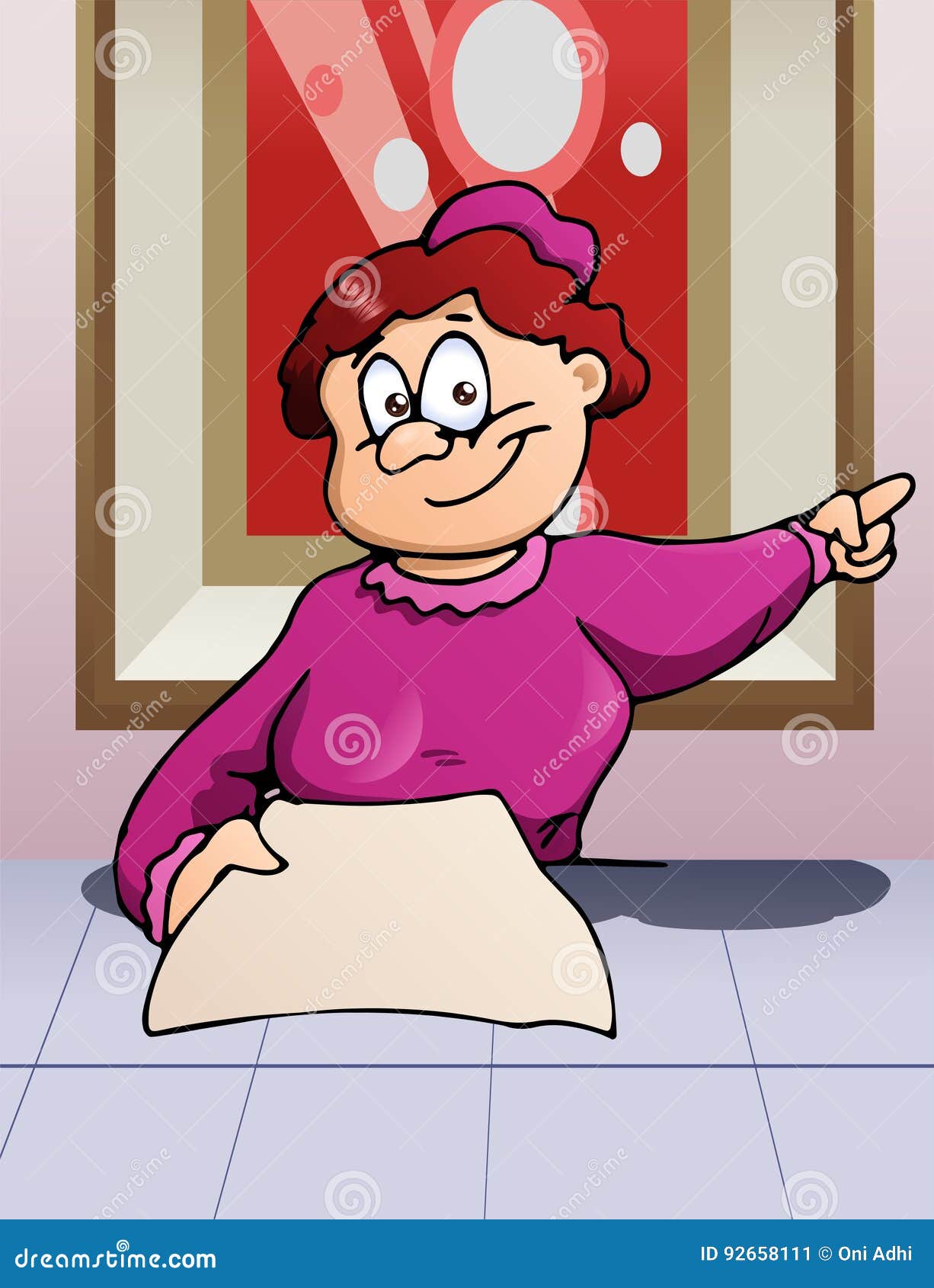 Woman pointing direction stock illustration. Illustration of idea ...