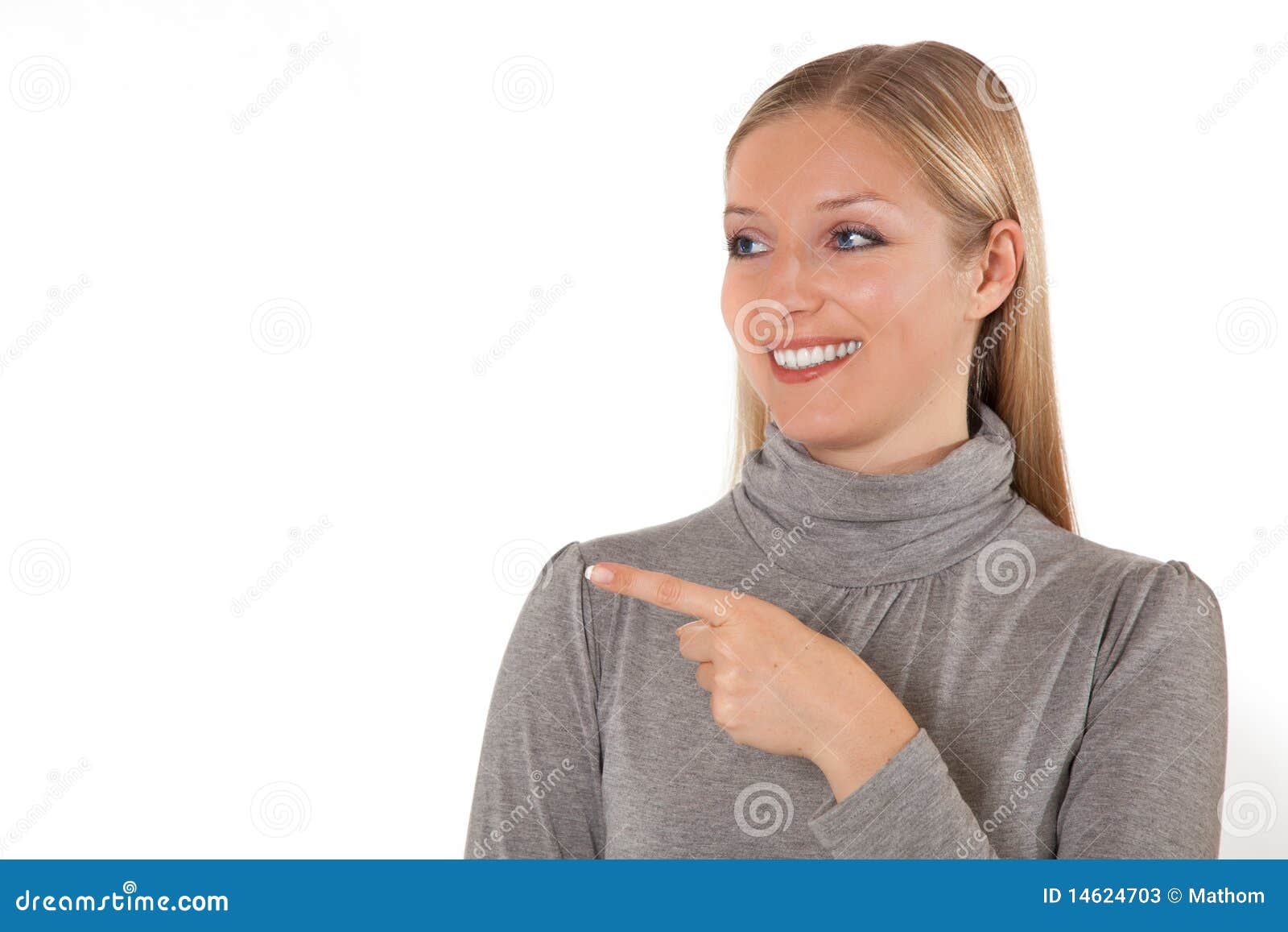 Woman pointing finger stock image. Image of casual, model - 14624703