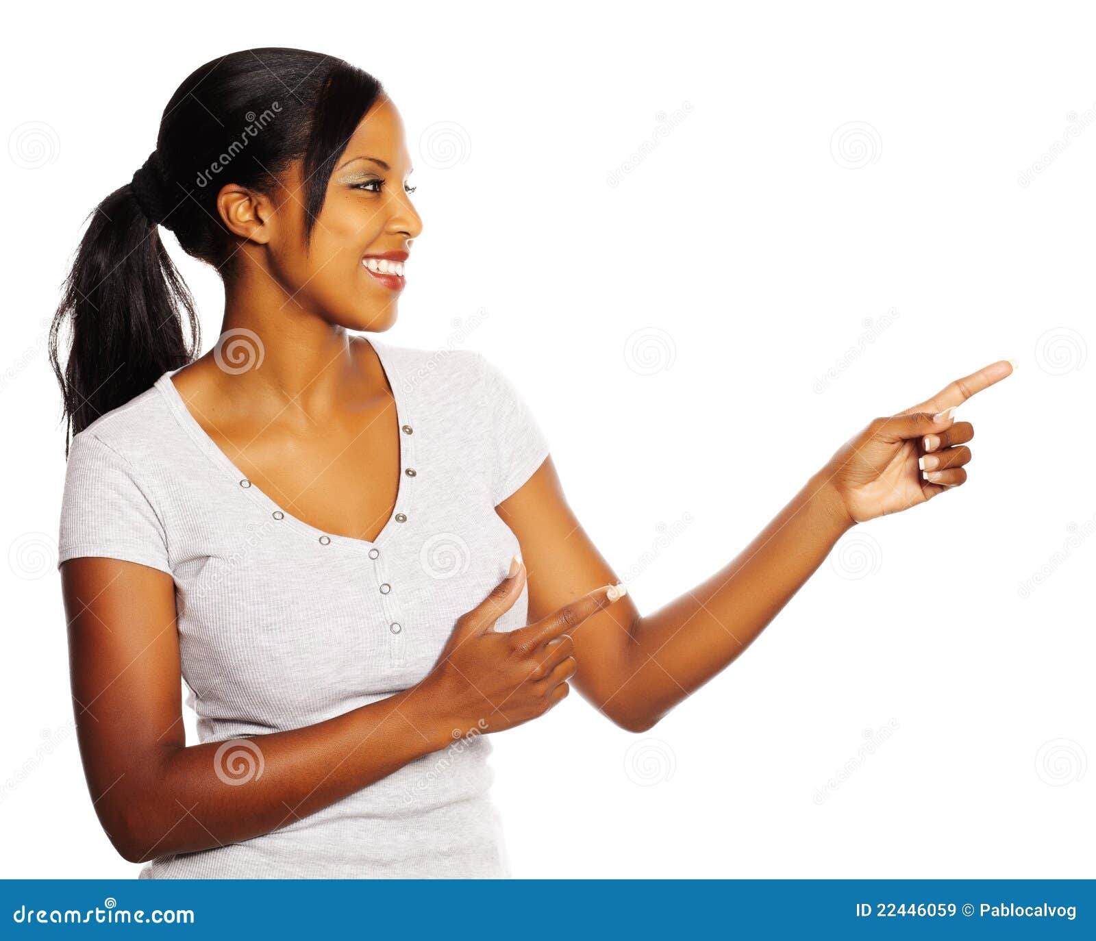 Woman Pointing with the Fingers Stock Image - Image of advertisemant ...