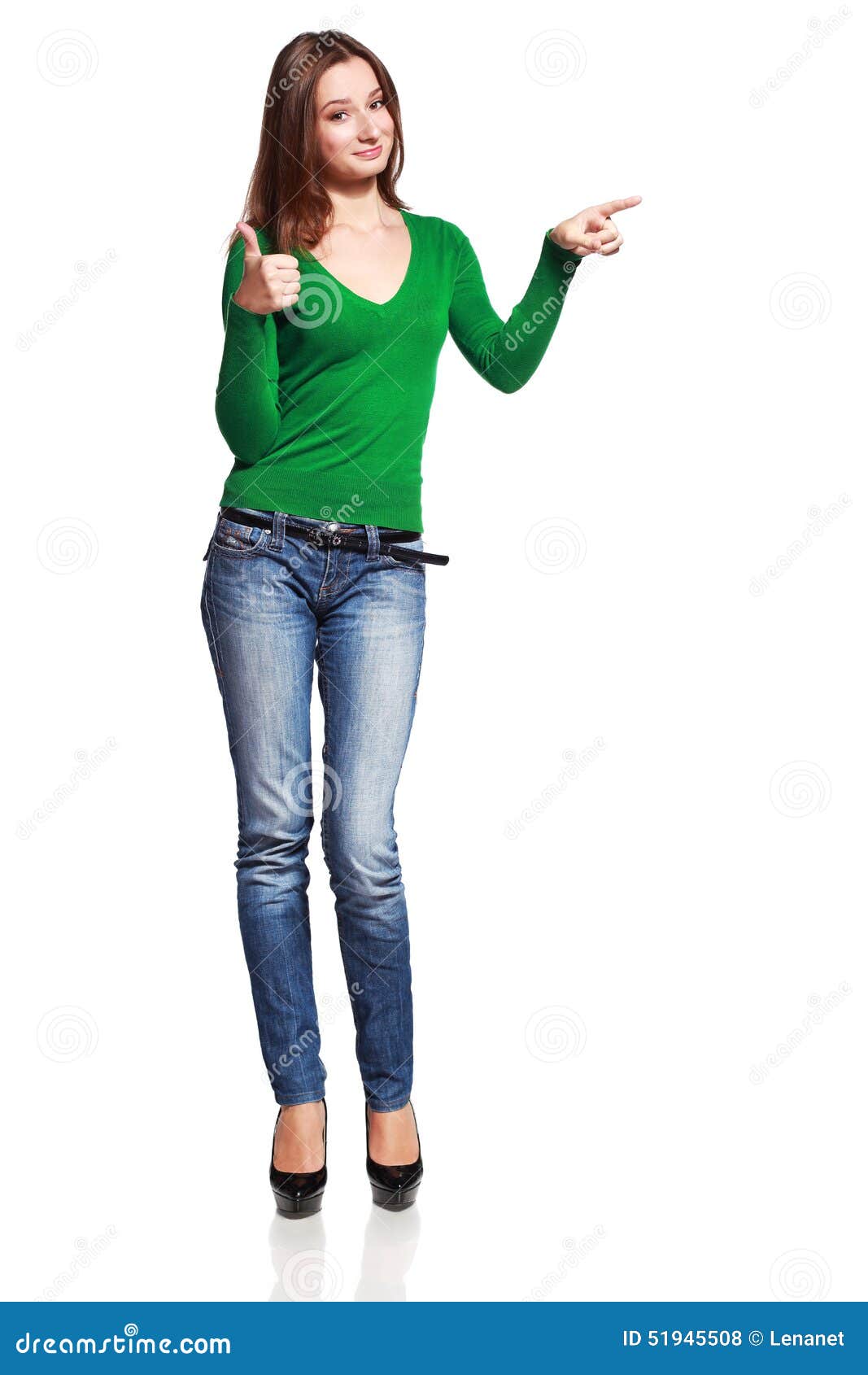 Woman pointing stock photo. Image of pointing, happy - 51945508