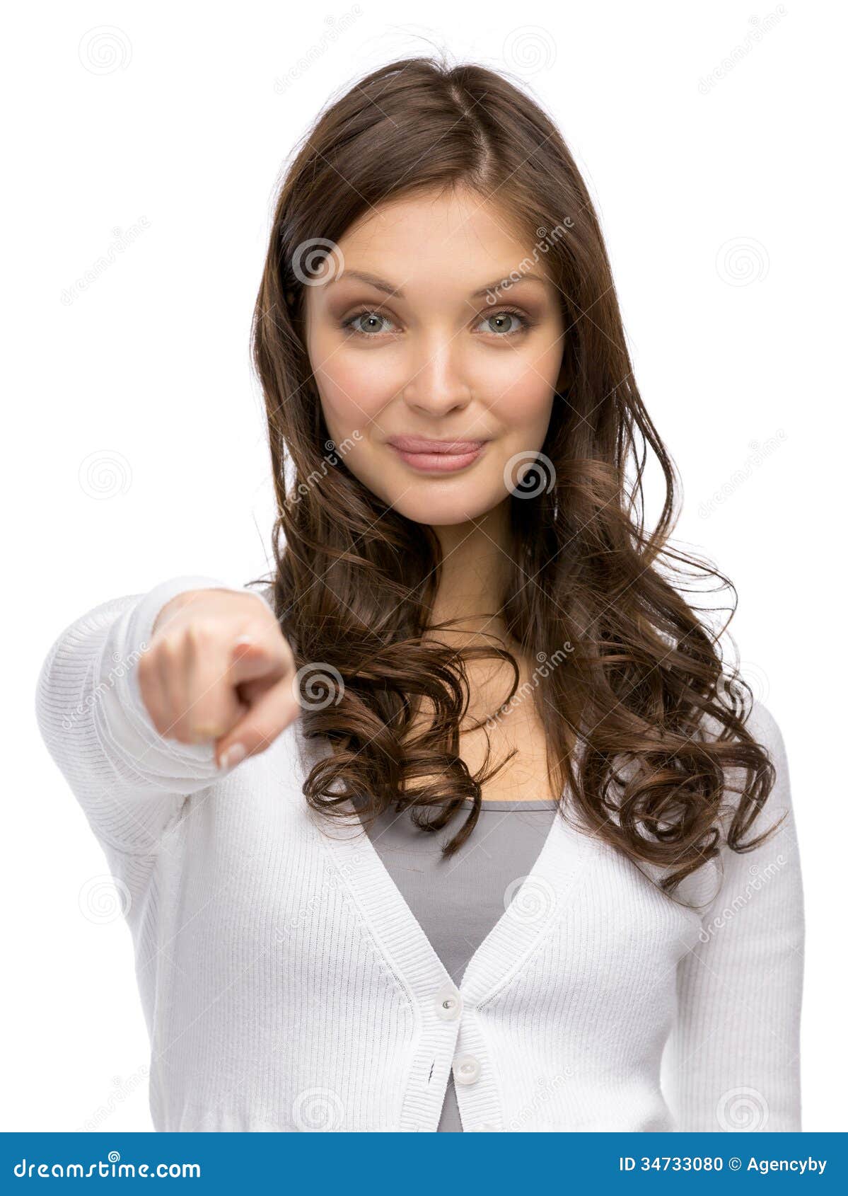 Woman Pointing Hand Gestures Stock Photo - Image of cute, caucasian ...