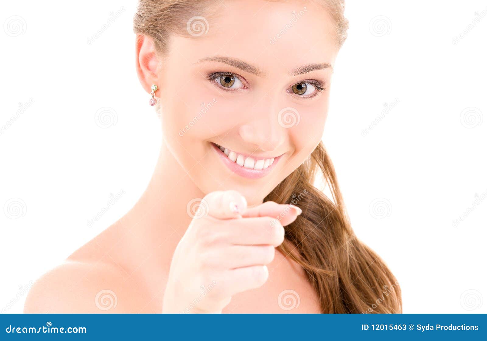 Woman pointing her finger stock image. Image of closeup - 12015463