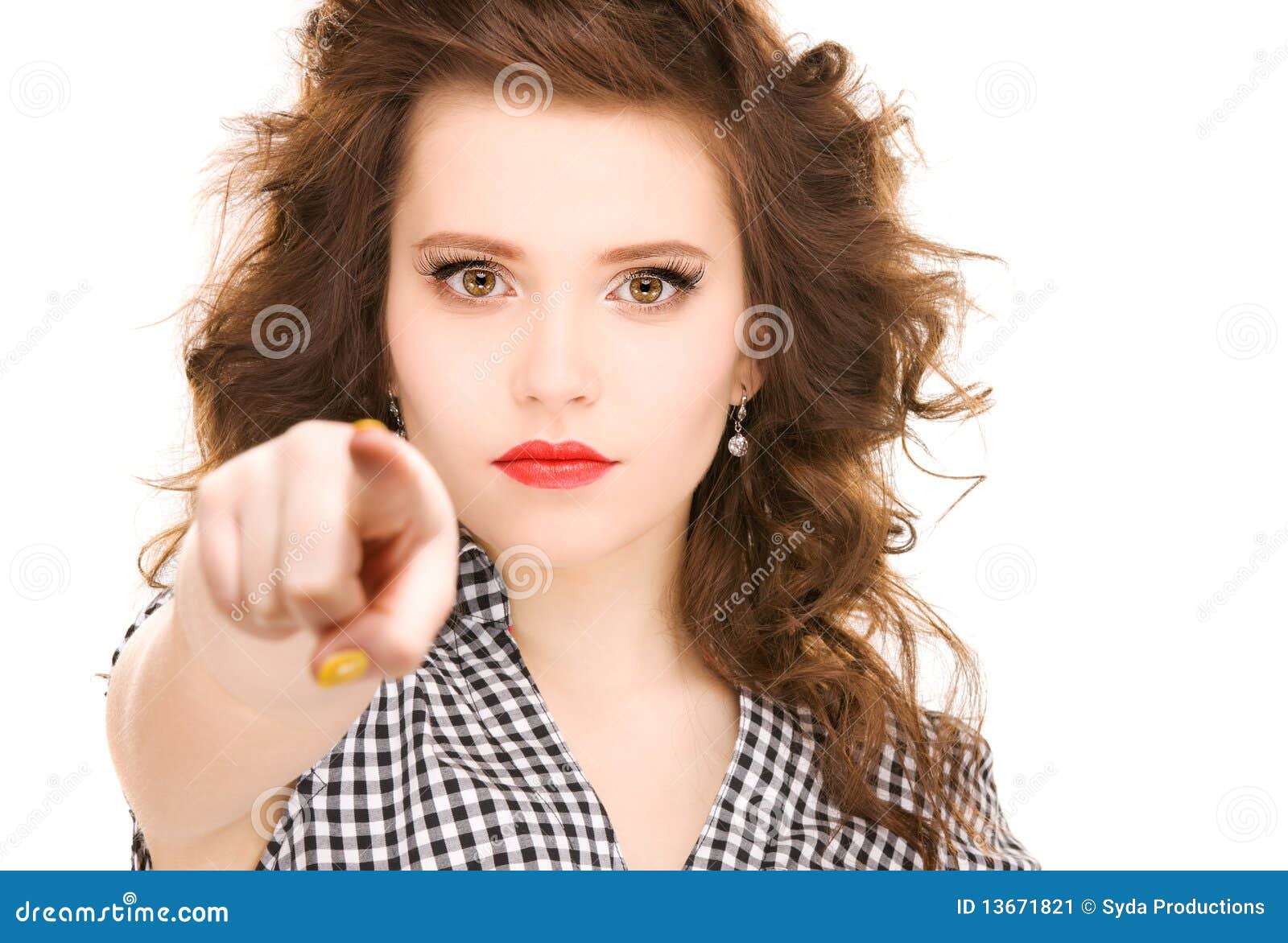 Woman pointing her finger stock image. Image of adult - 13671821