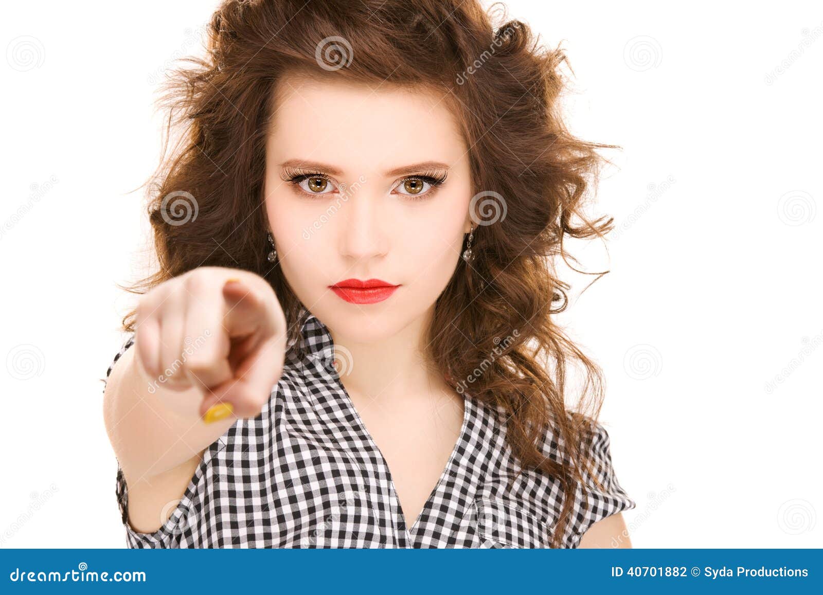Woman pointing her finger stock photo. Image of bright - 40701882